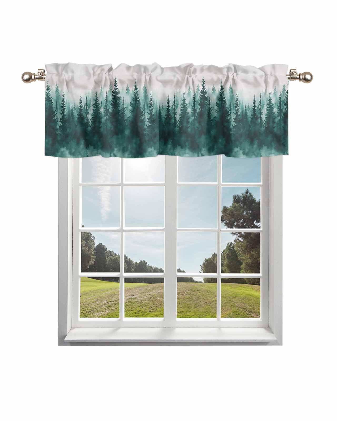 Turquoise Ombre Forest Curtain Valance for Windows/Living Room/Kitchen ...
