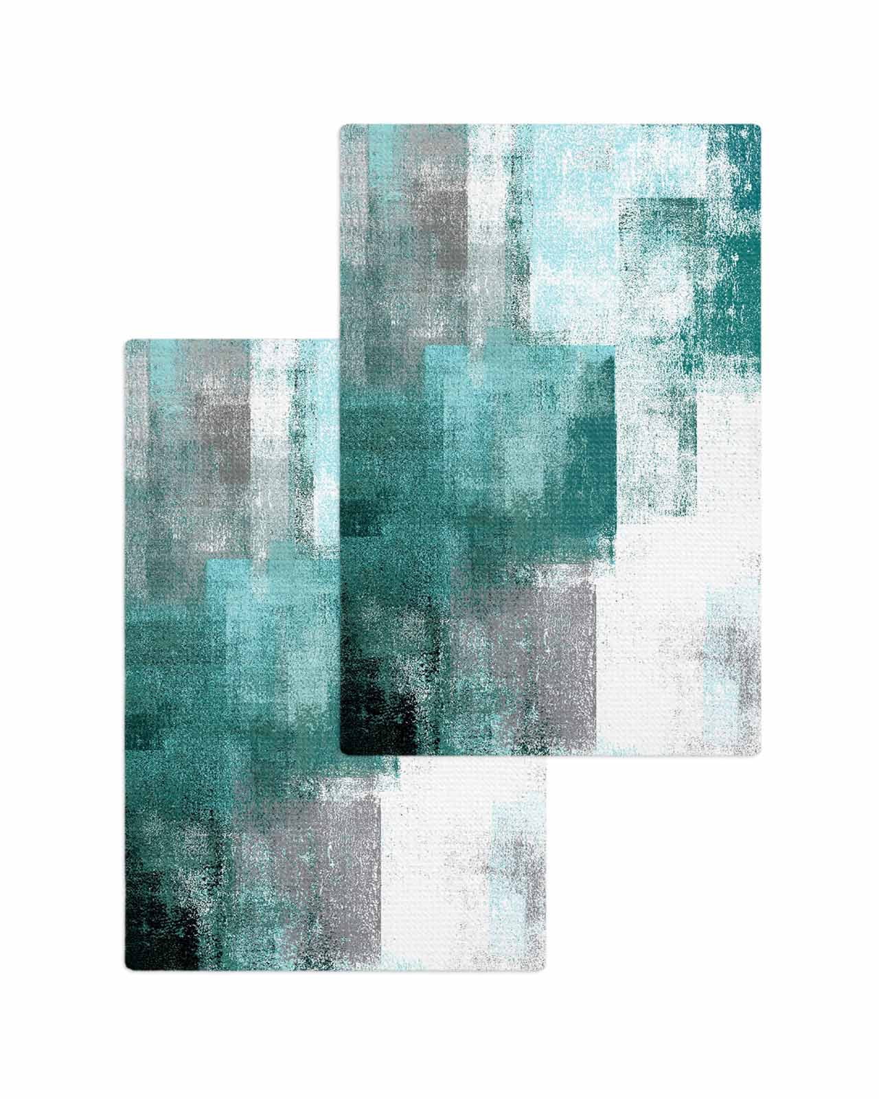 Turquoise Ombre Kitchen Dish Towels for Drying Dishes Set of 2, Modern ...