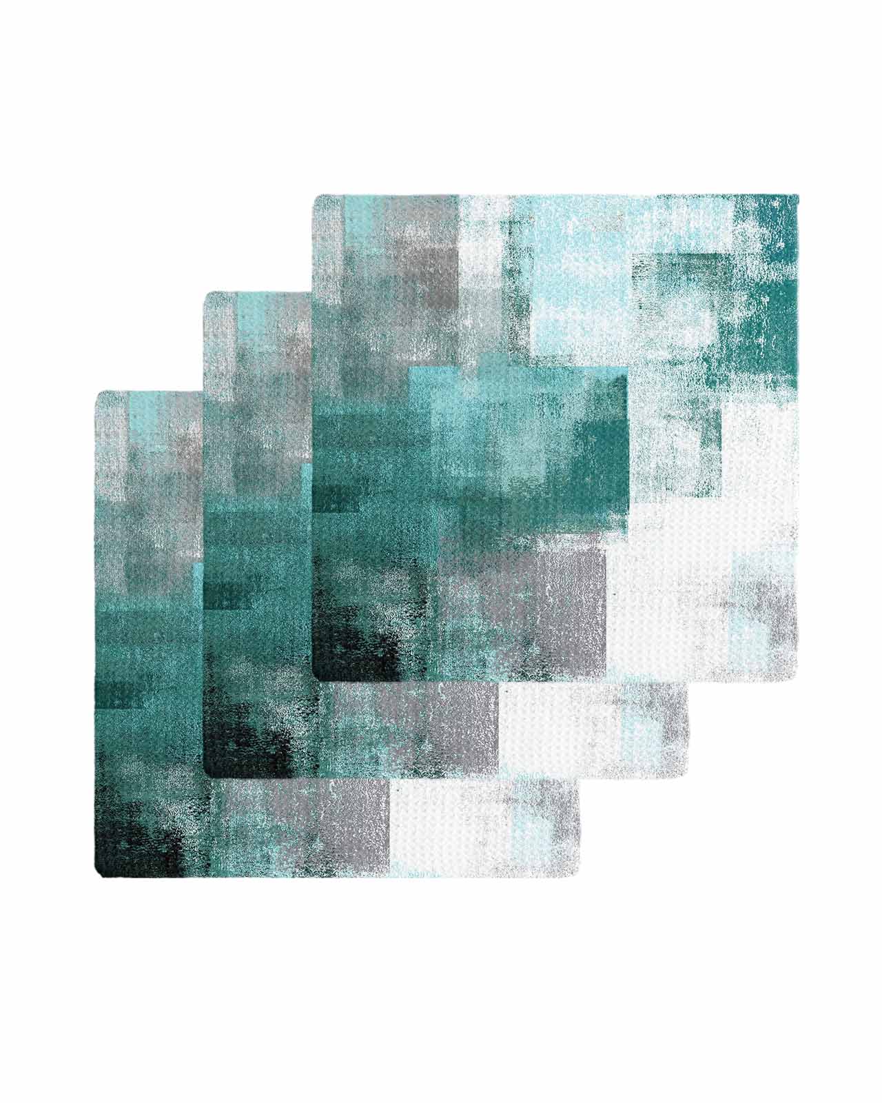 Turquoise Ombre Kitchen Dish Towels for Drying Dishes Set of 3, Modern ...