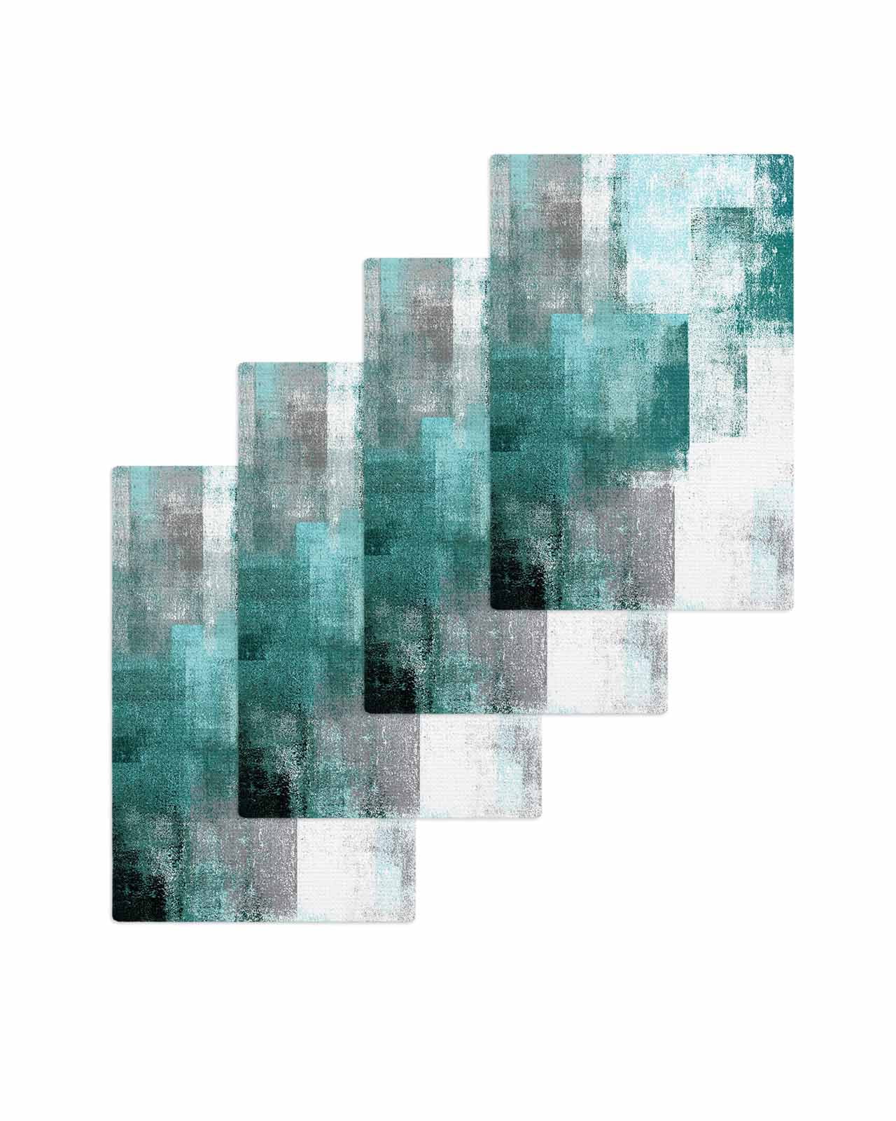 Turquoise Ombre Kitchen Dish Towels for Drying Dishes Set of 4, Modern Abstract Mottled Texture ...