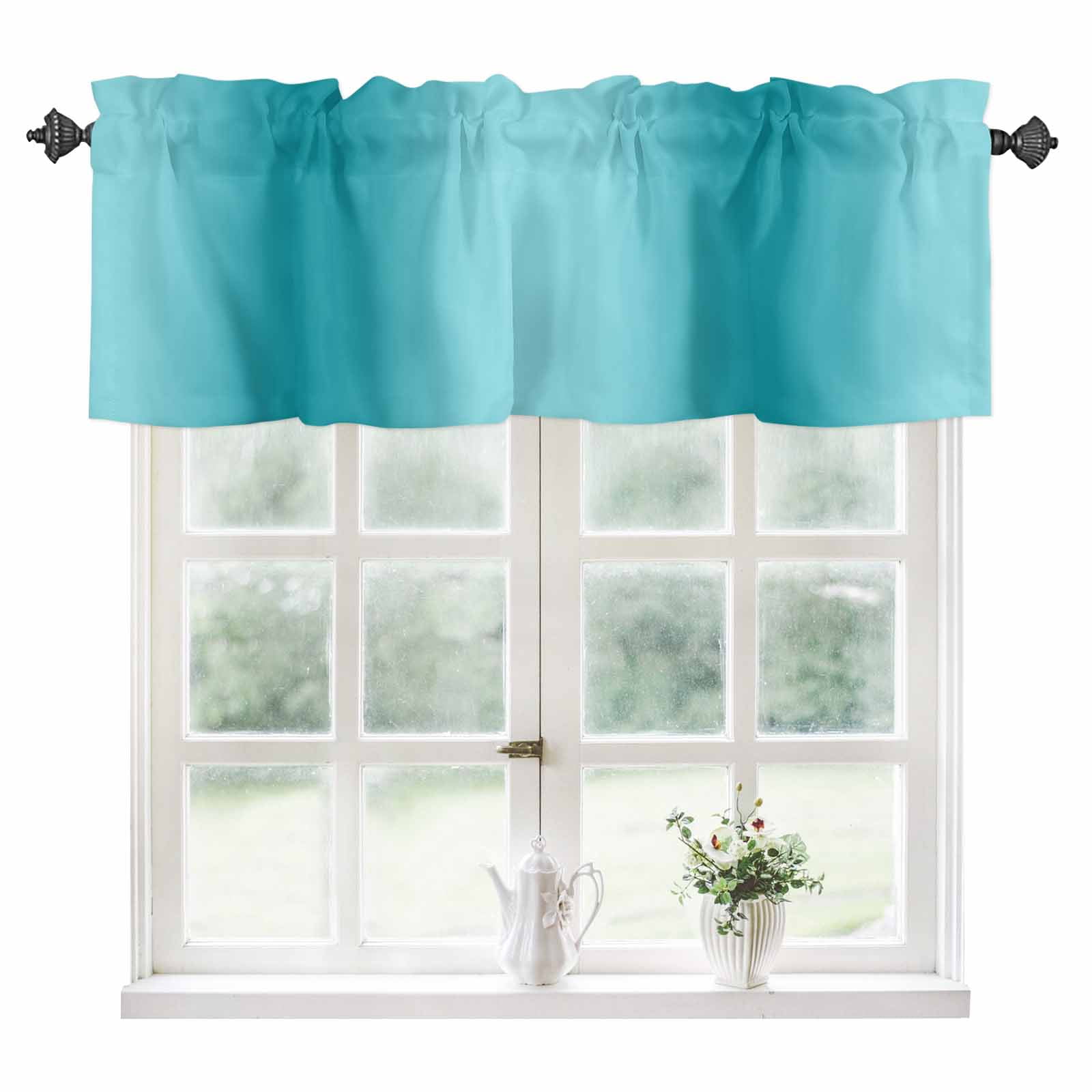 Turquoise Ombre Kitchen Valances for Windows 42x12 Inch Kitchen ...
