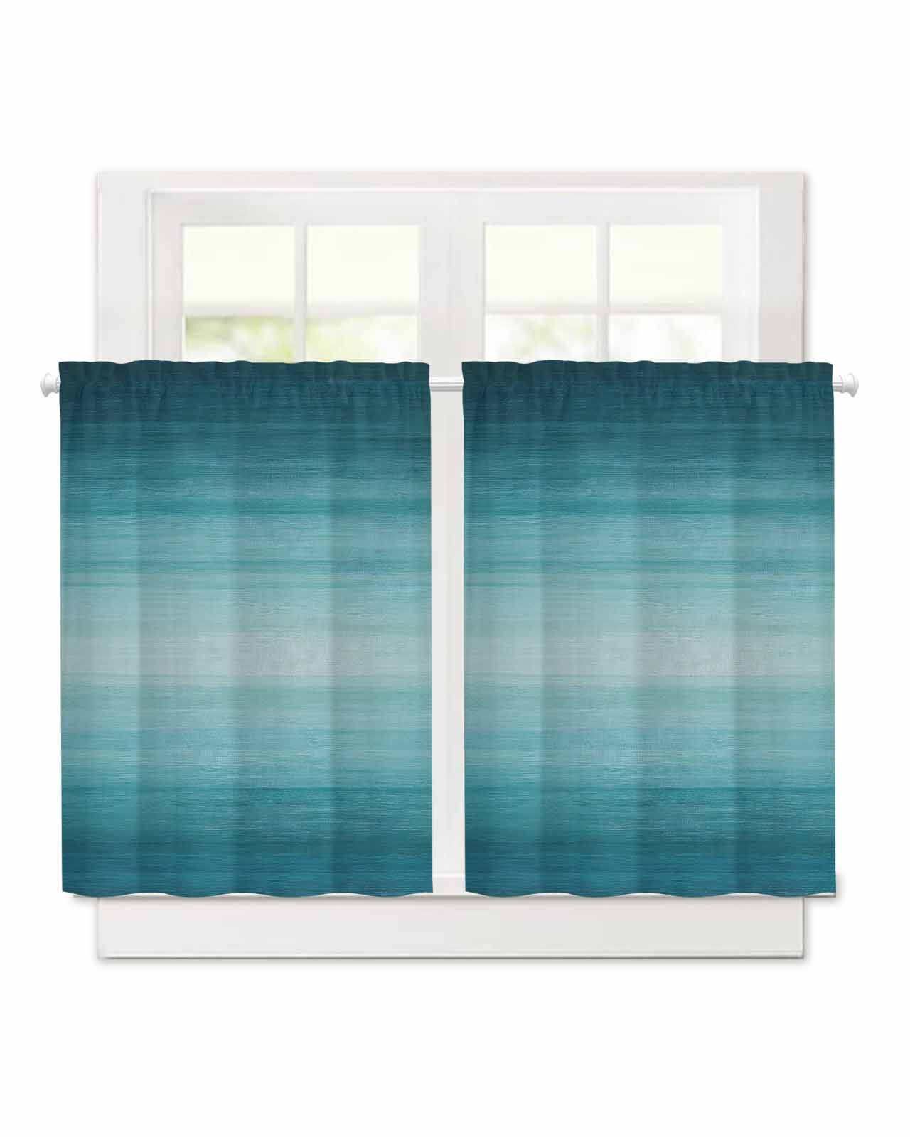 Turquoise Ombre Short Blackout Curtains 45 Inch Long Modern Abstract ...