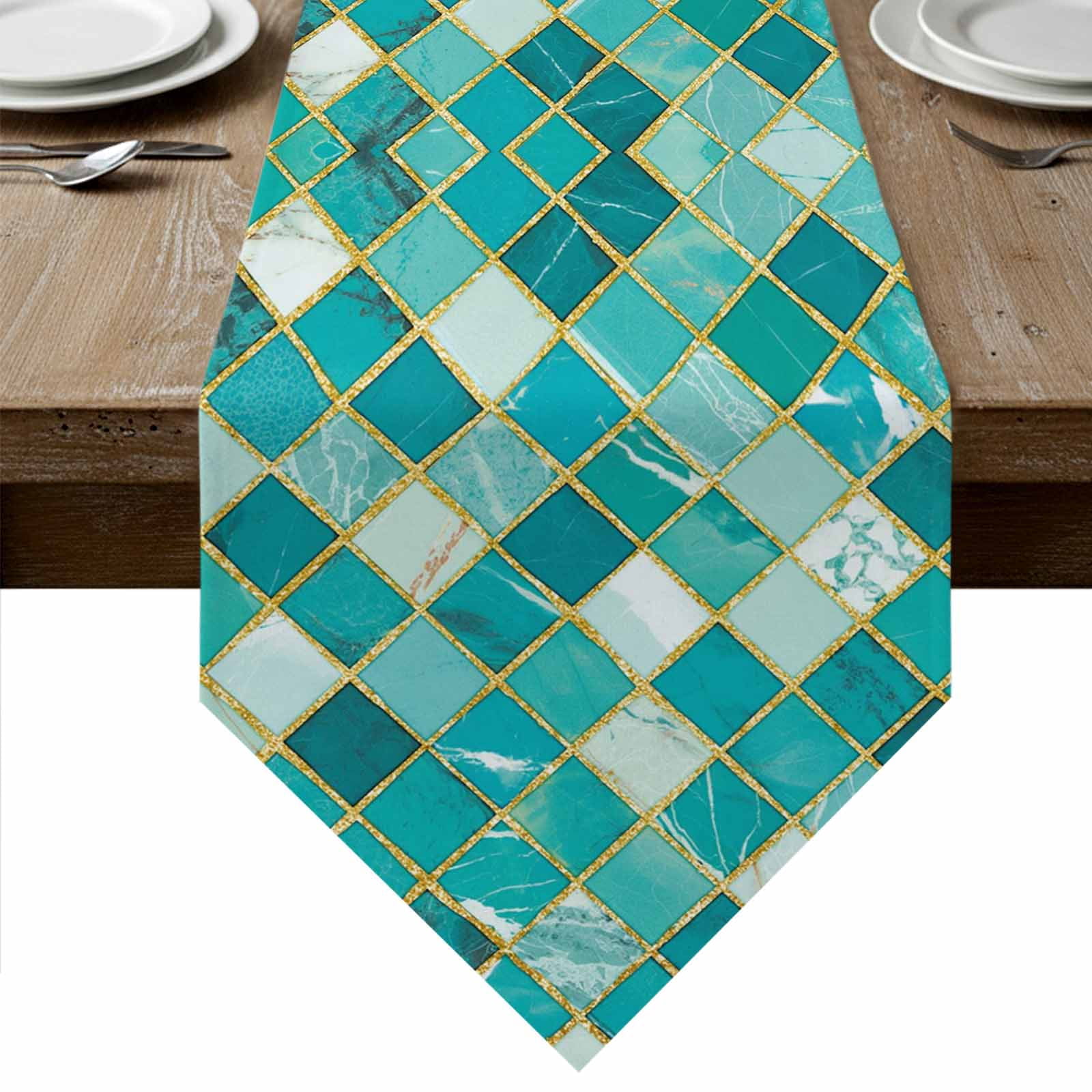Turquoise Ombre Table Runner Linen Burlap Table Runner 90 Inches Long ...