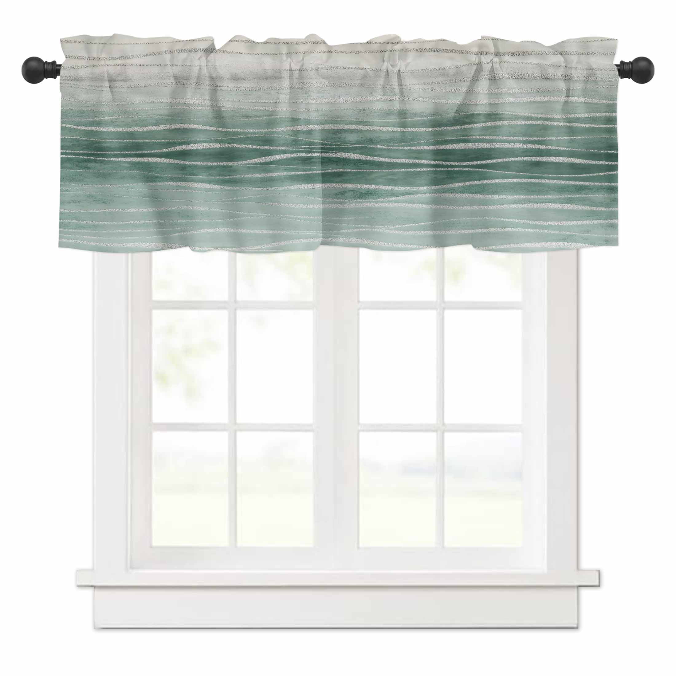 Turquoise Ombre Valances for Windows Moire Modern Abstract Art Rod ...
