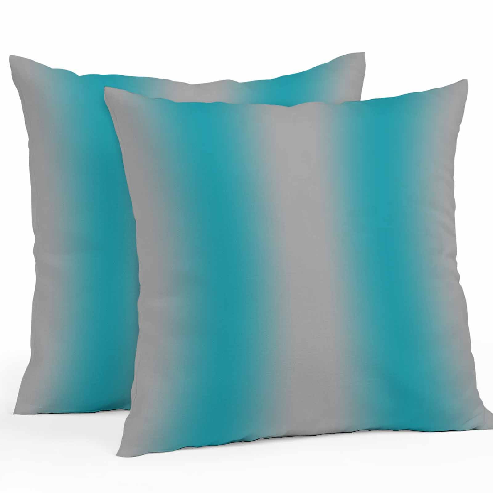 Turquoise Ombre Waterproof Outdoor Throw Pillow Covers 16''x16'' Pack 2 ...