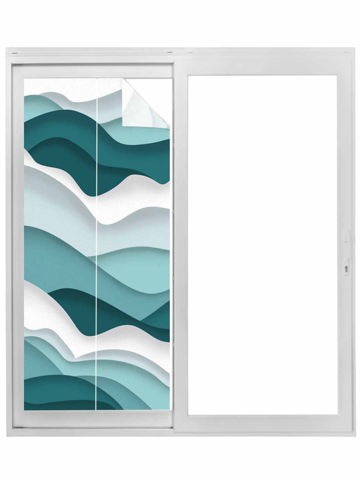 Turquoise Ombre Window Privacy Film, Modern Geometric Moire Abstract ...
