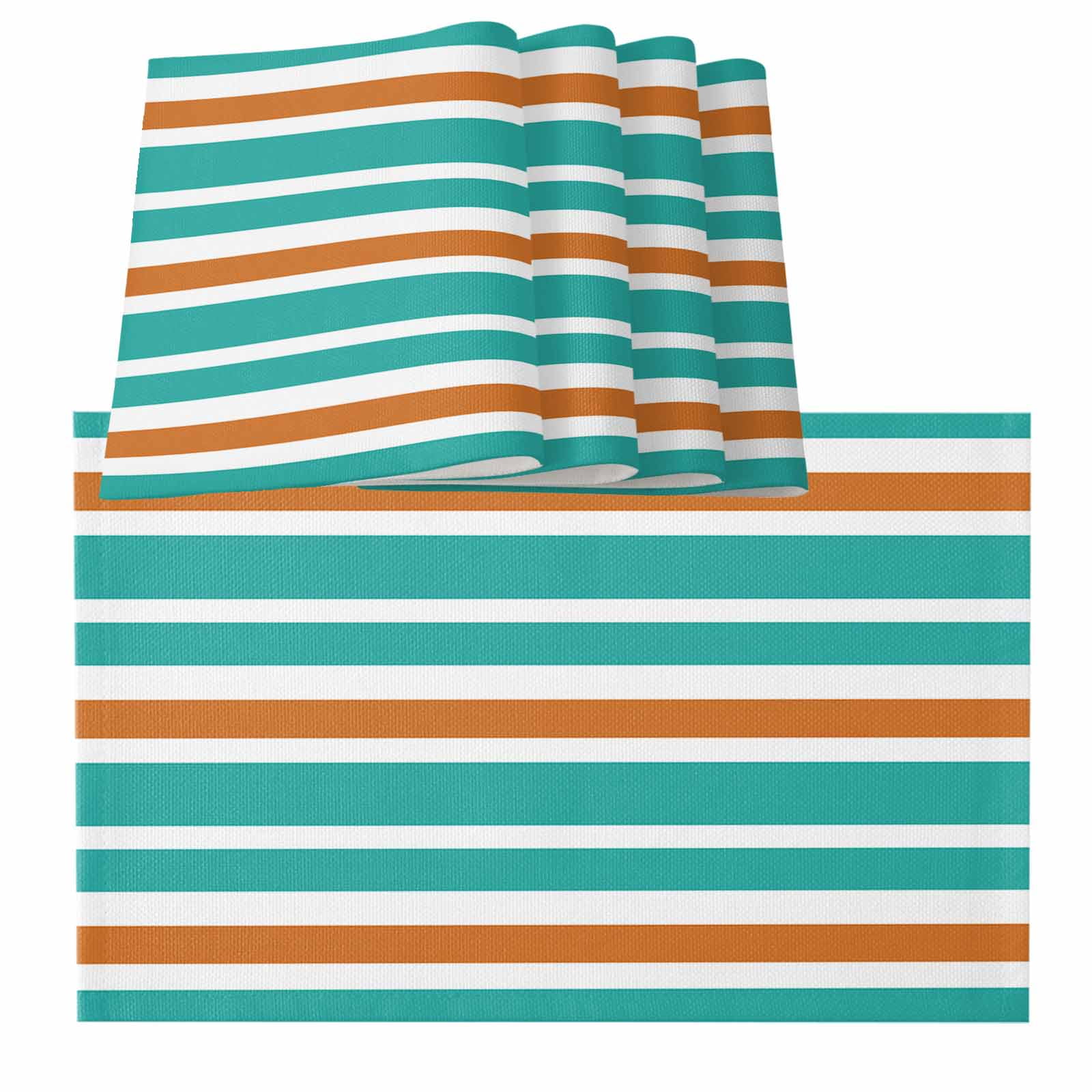 Turquoise Orange Striped Placemats for Dinning Table Set of 6,Modern ...