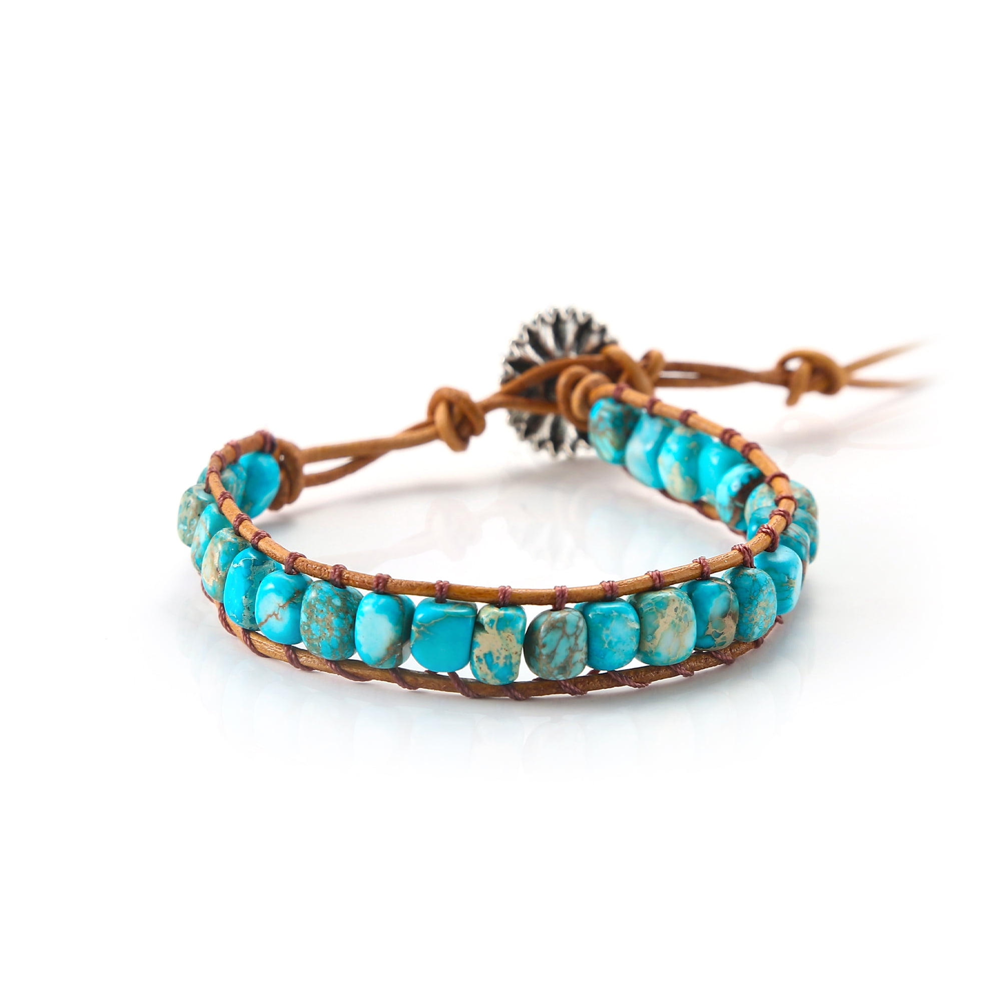 Turquoise Oval Bracelet for Women, Turquoise Beaded Bracelets Stackable ...