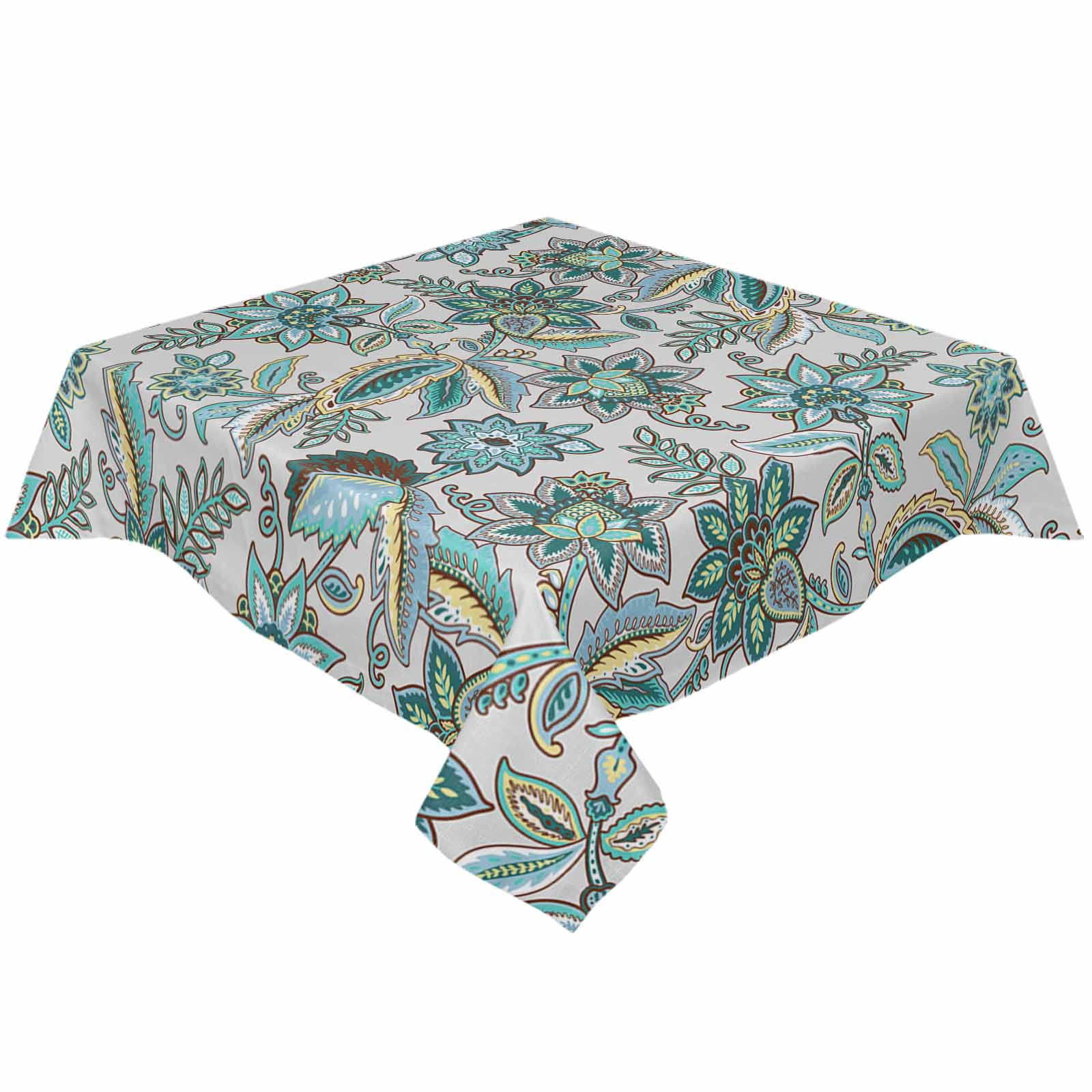 Turquoise Paisley Square/Round Tablecloths 52x52,Abstract Flower ...