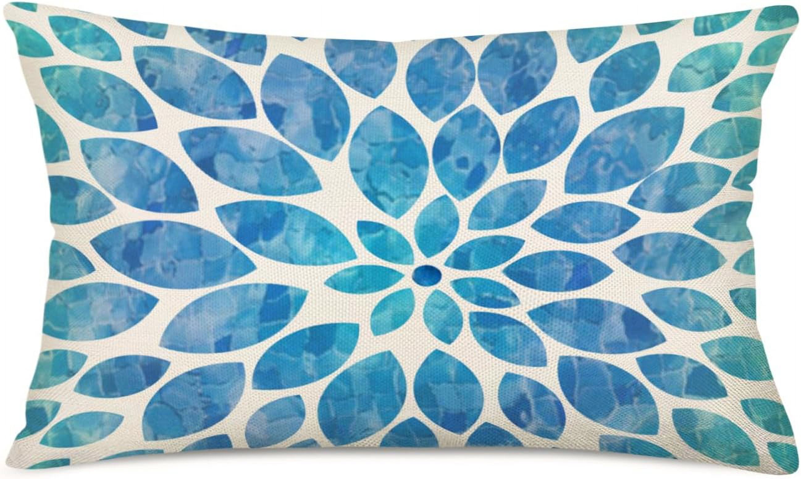 Turquoise Pillow Covers 12x20 Inch Dahlia Decorative Throw Waist ...