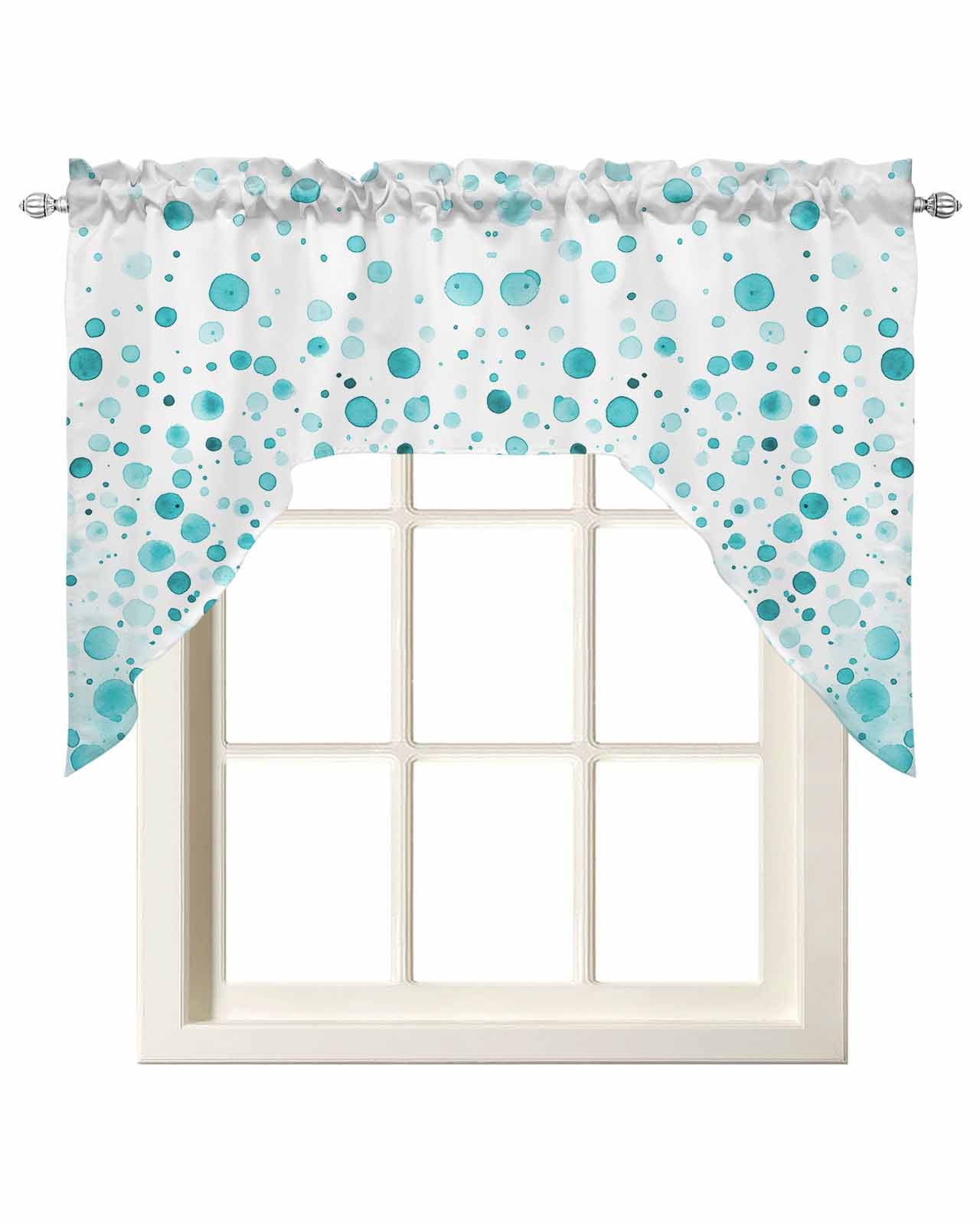 Turquoise Polka Dot Kitchen Curtains Swag Valance for Windows/Bathroom ...