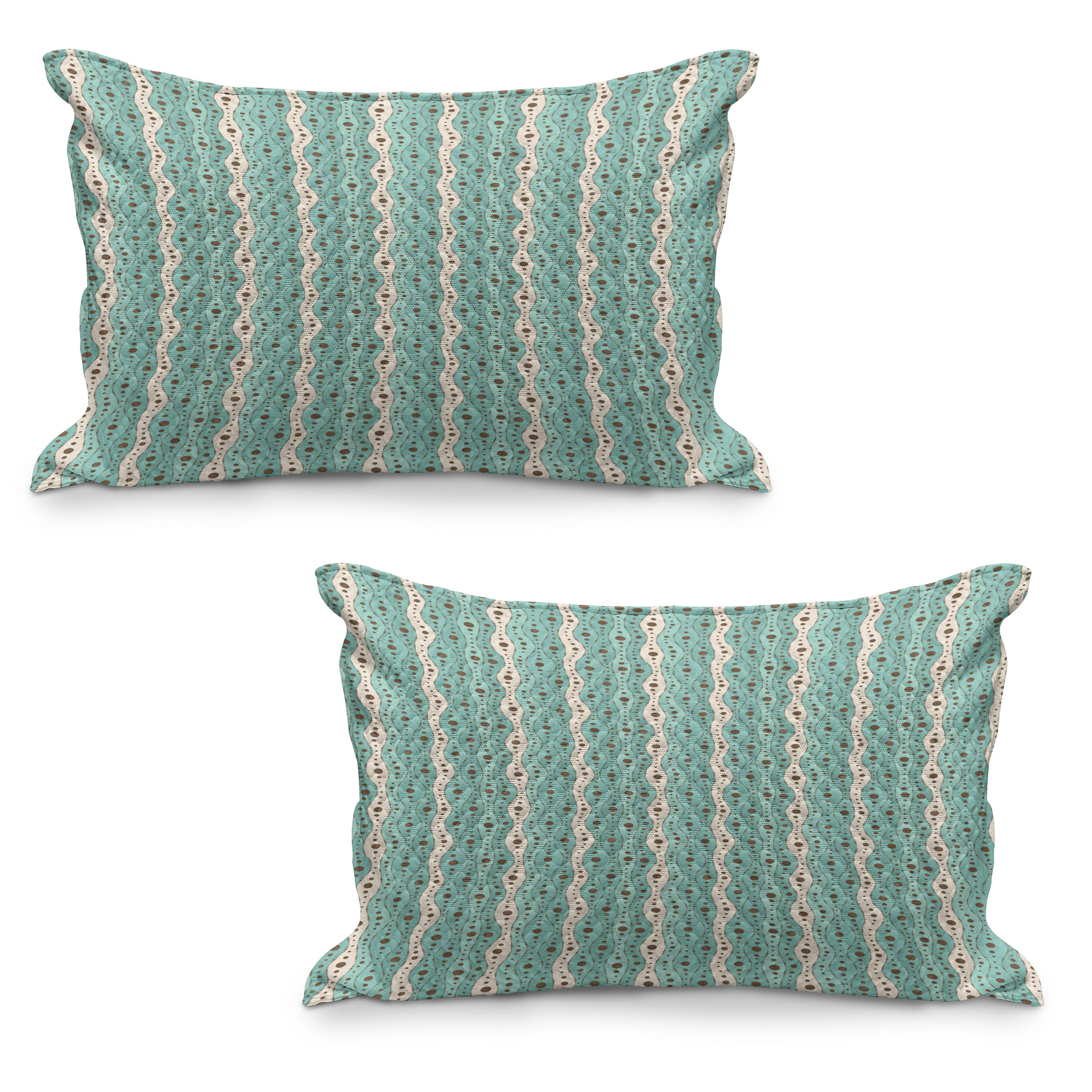 Turquoise Quilted Pillowcover Set of 2, Traditional Polka Dots Vertical ...