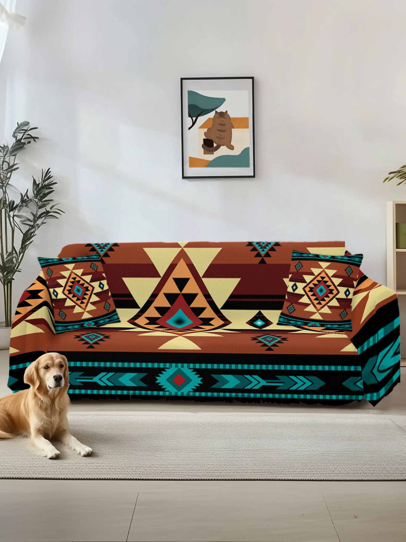 Turquoise Red Couch Cover Sofa Covers 3 Cushion Sectional Couch ...