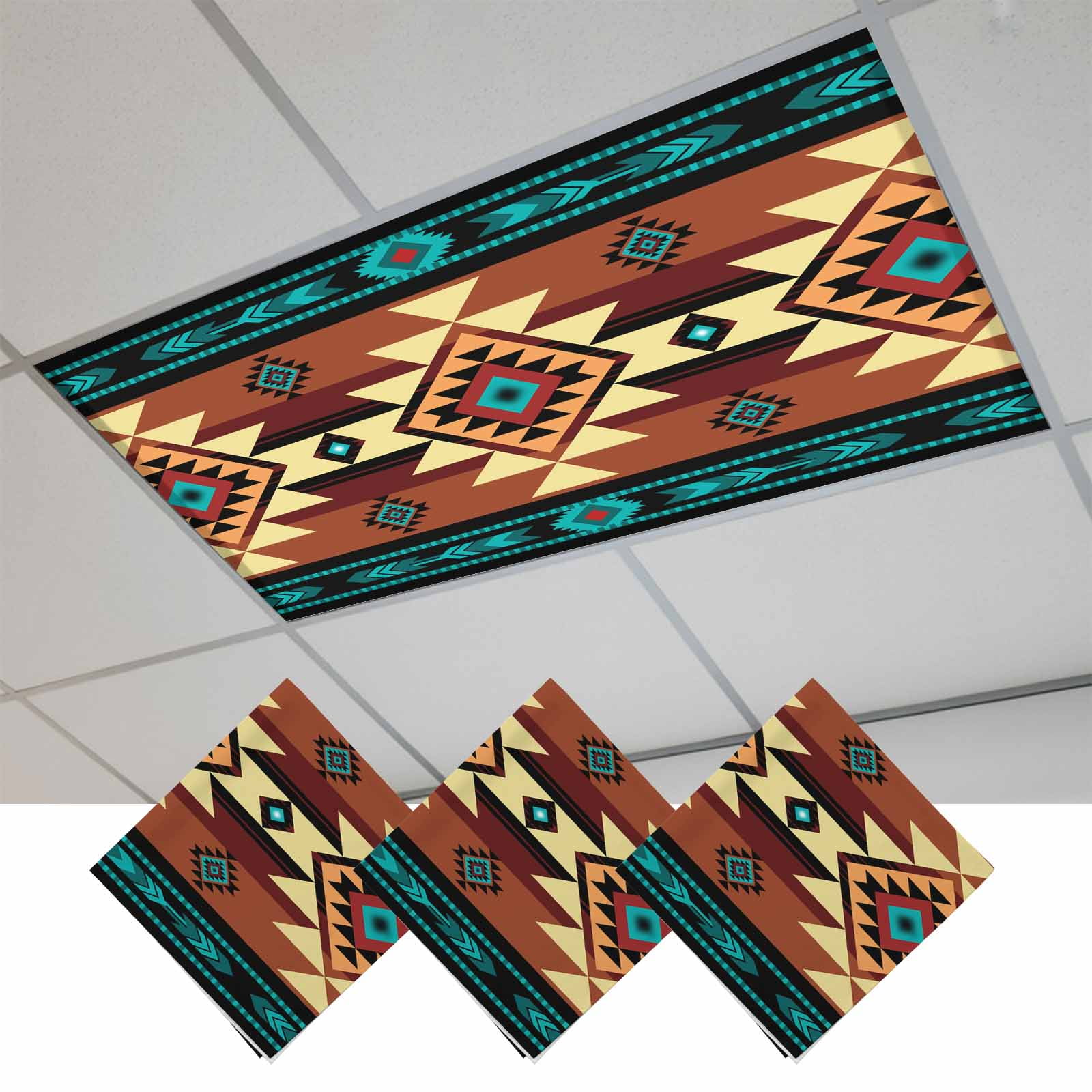 Turquoise Red Fluorescent Light Covers, Southwest American Native ...