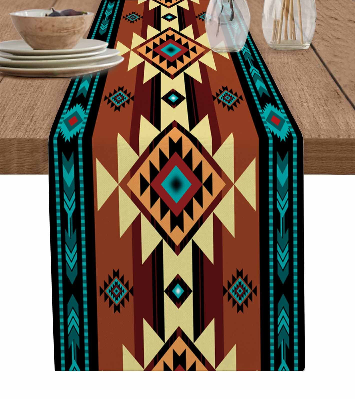 Turquoise Red Table Runner Southwest American Native Abstract Pattern ...