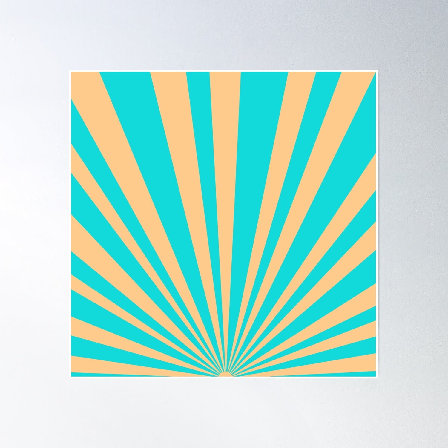 Turquoise Retro Sun Beam Solar Backdrop Poster Wall Art, Modern Wall ...