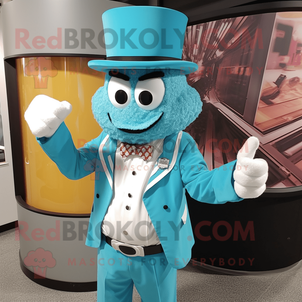 Turquoise Ring Master REDBROKOLY mascot costume character dressed with ...