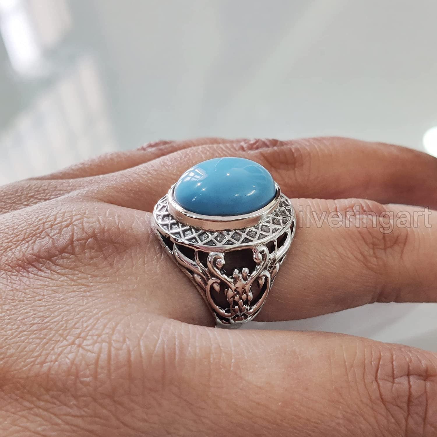 Turquoise Ring, Silver Jewelry, 925 Silver Ring, Father's Day, AAA ...