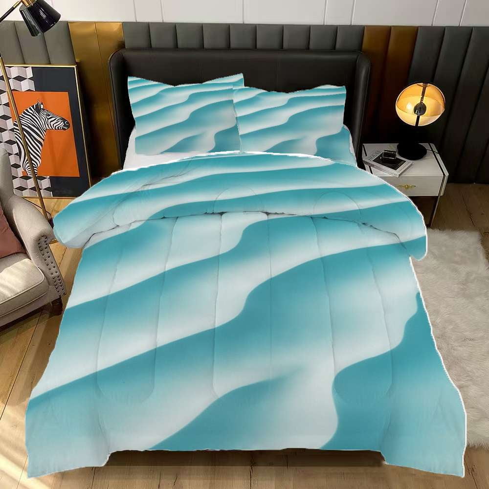 Turquoise Ripple Sand Texture Comforter Set Full Size Bedding Set For ...