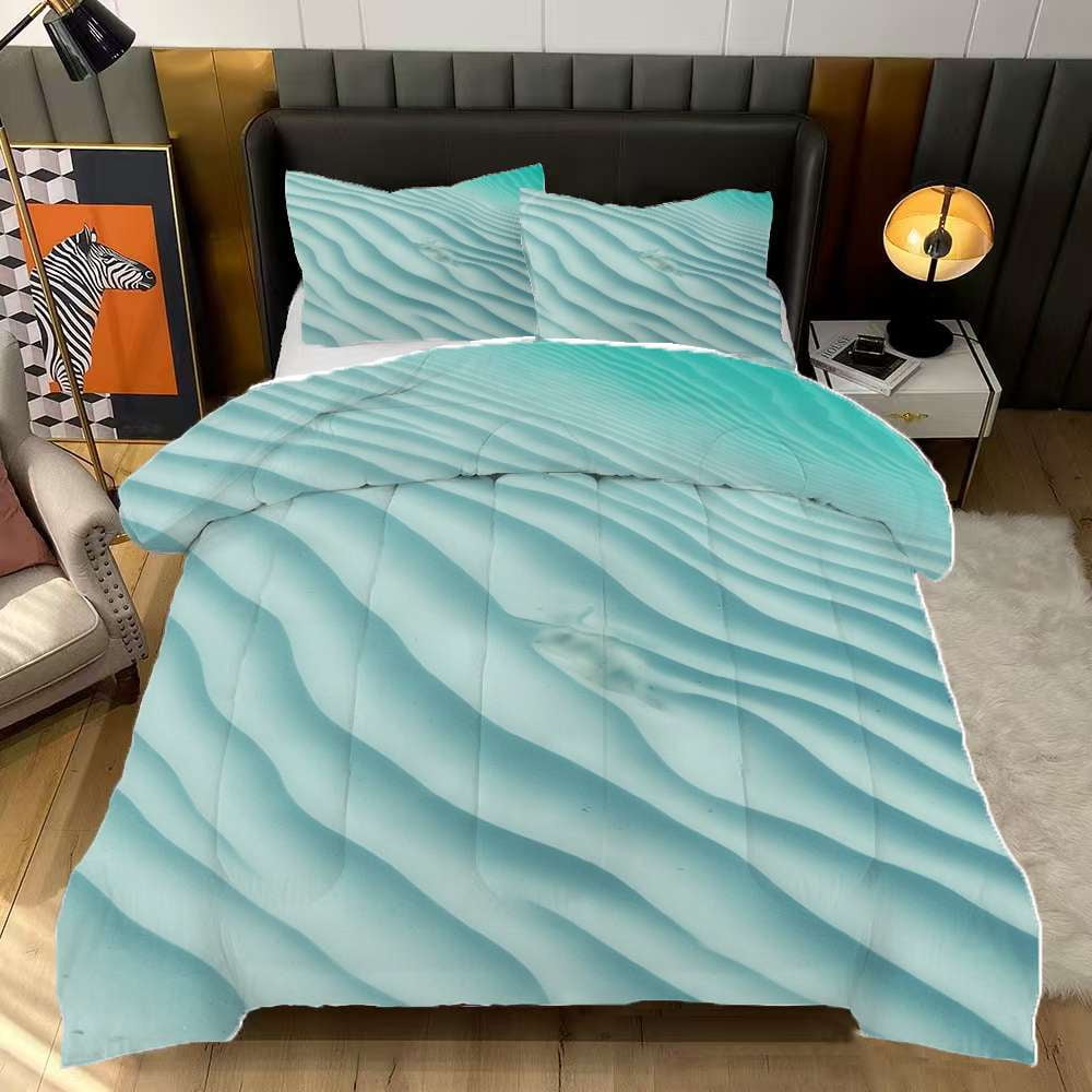 Turquoise Ripple Sand Texture Comforter Set Queen Size Bedding Set For ...