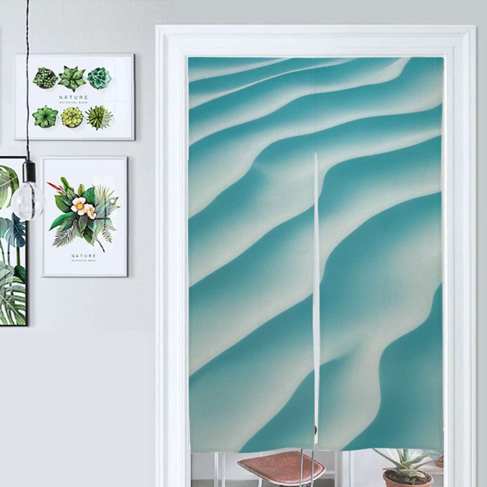 Turquoise Ripple Sand Texture Door Curtain Nordic Living Room ...