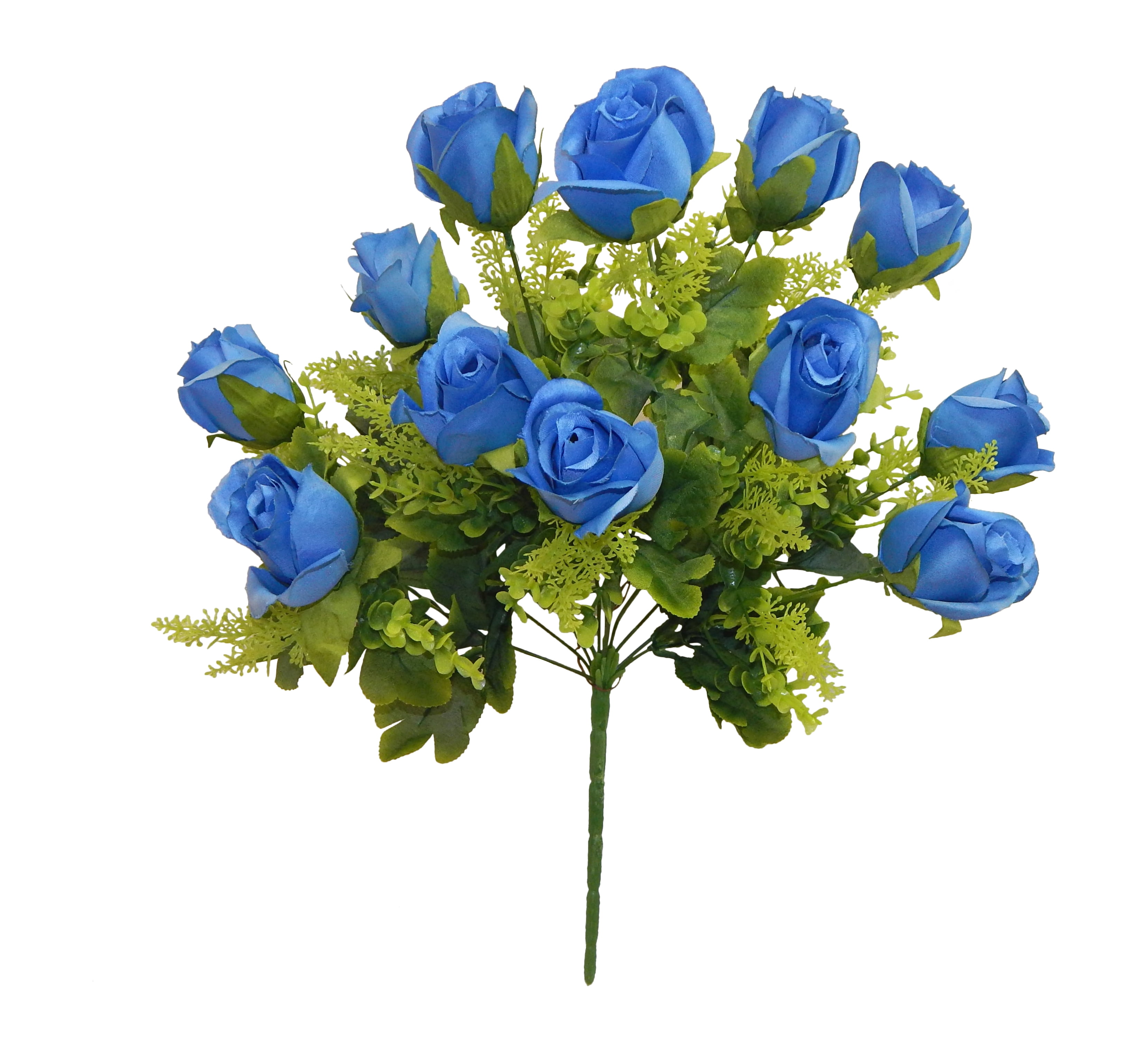 Turquoise Rose Bud 19in Artificial Polysilk Faux Eucalyptus Greenery ...