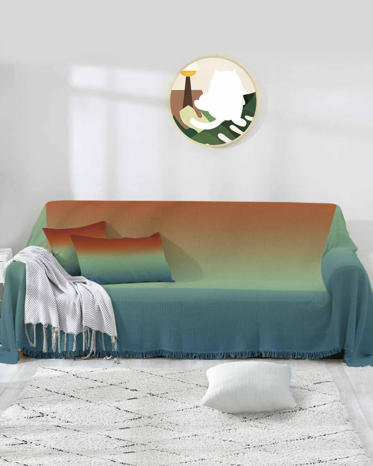 Turquoise Rust Red Sofa Couch Covers for 3 Cushion Couch,Washable L ...