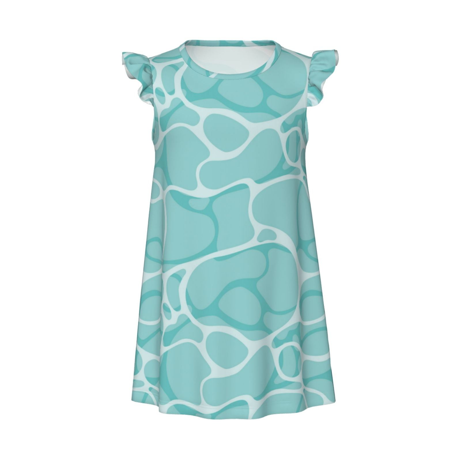 Turquoise Sea Water Surface Girls Nightgowns, Short Sleeves Princess ...