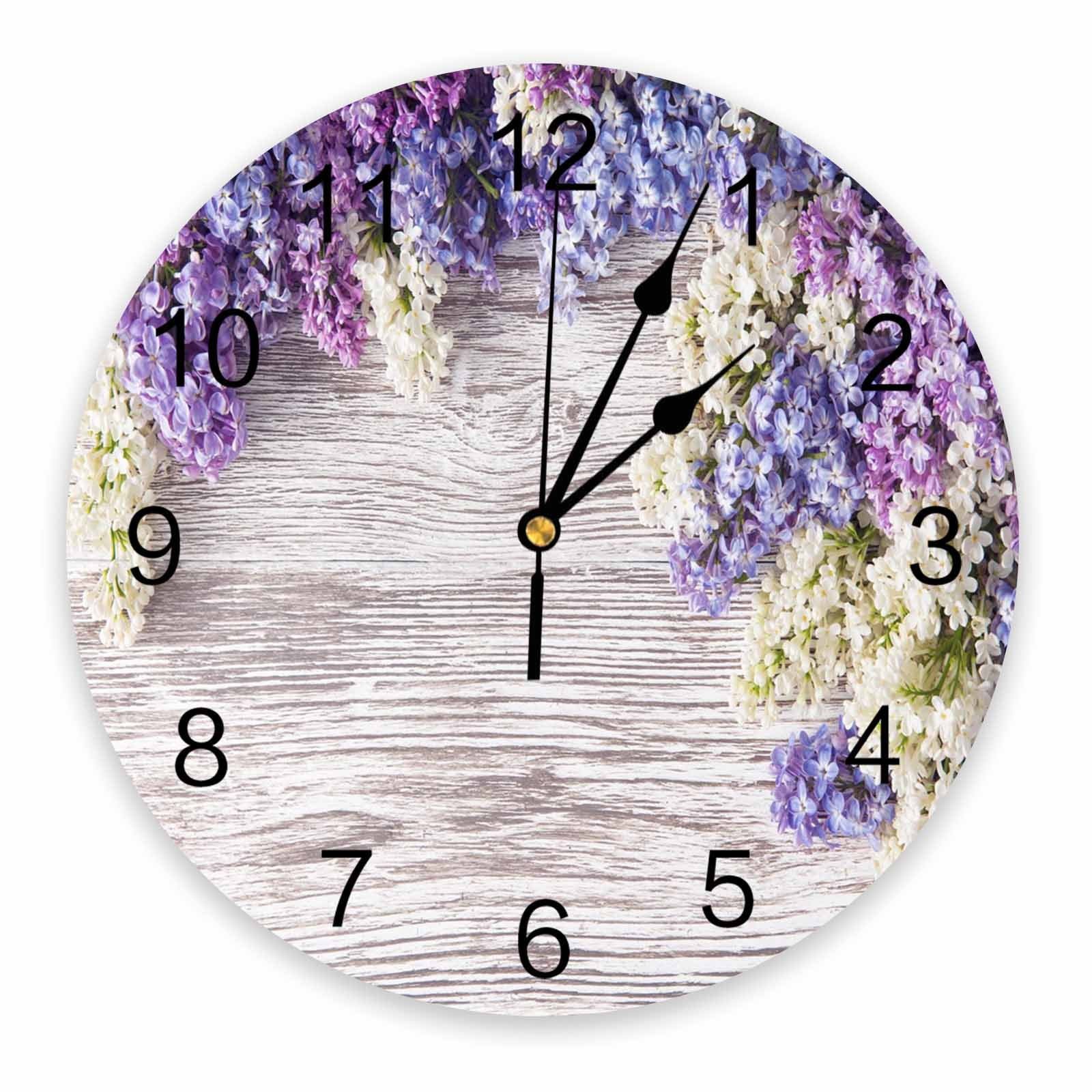 Turquoise Shabby Wood Texture Decorative Round Wall Clock Arabic ...