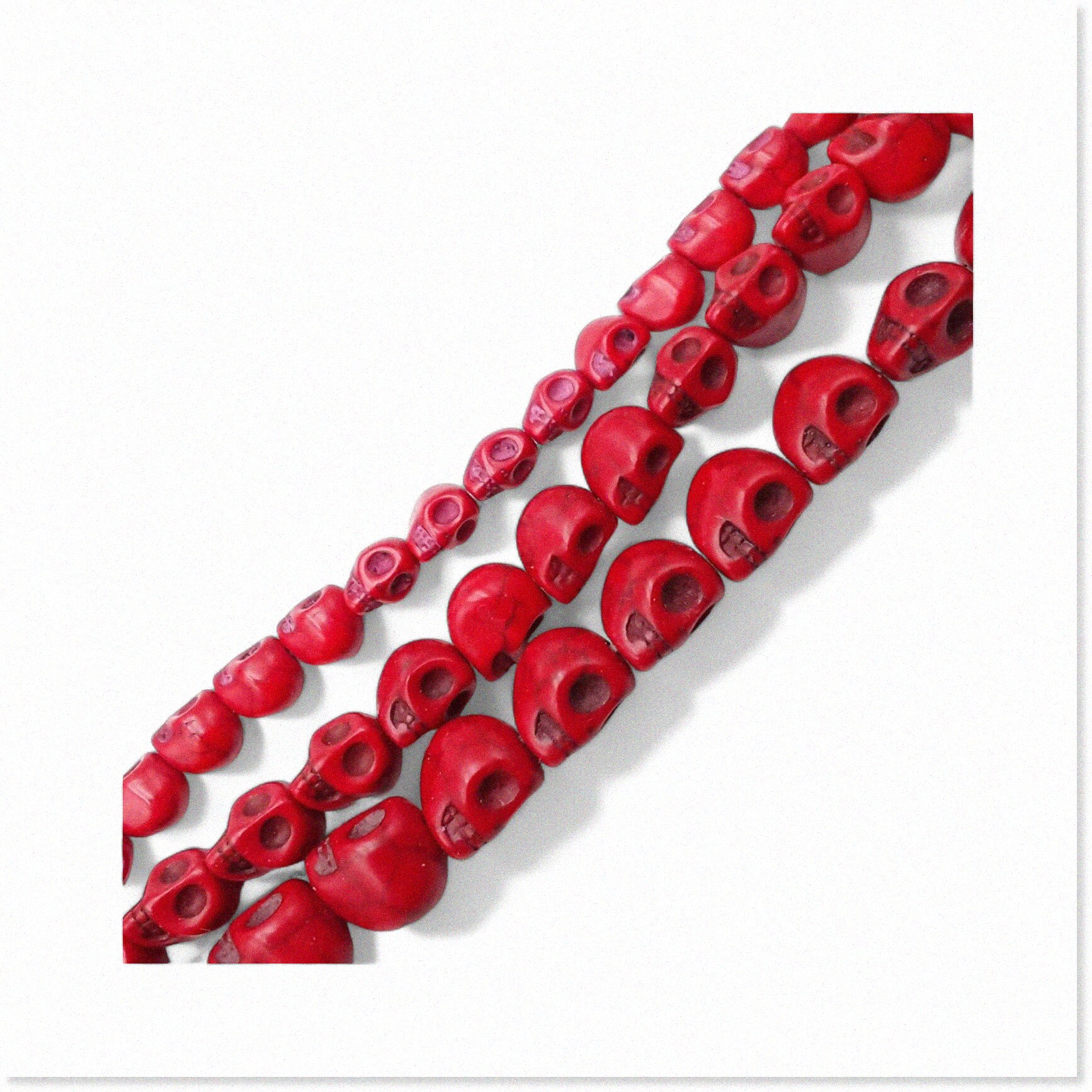 Turquoise Skull Strand - Vibrant Red Magnesite Beads, 6x8mm, 15.5 ...