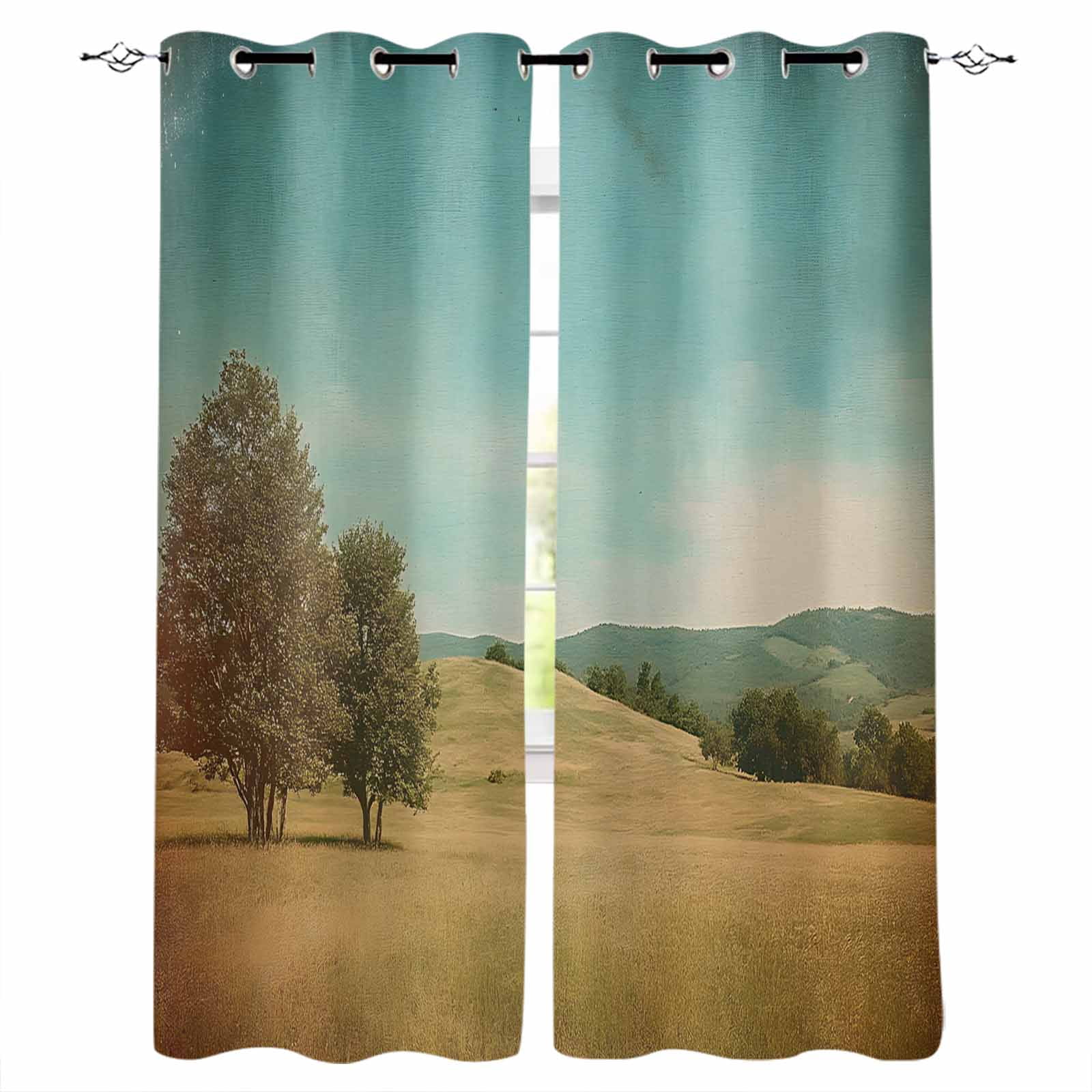 Turquoise Sky Hills Blackout Curtains 45 Inches Long for Bedroom ...