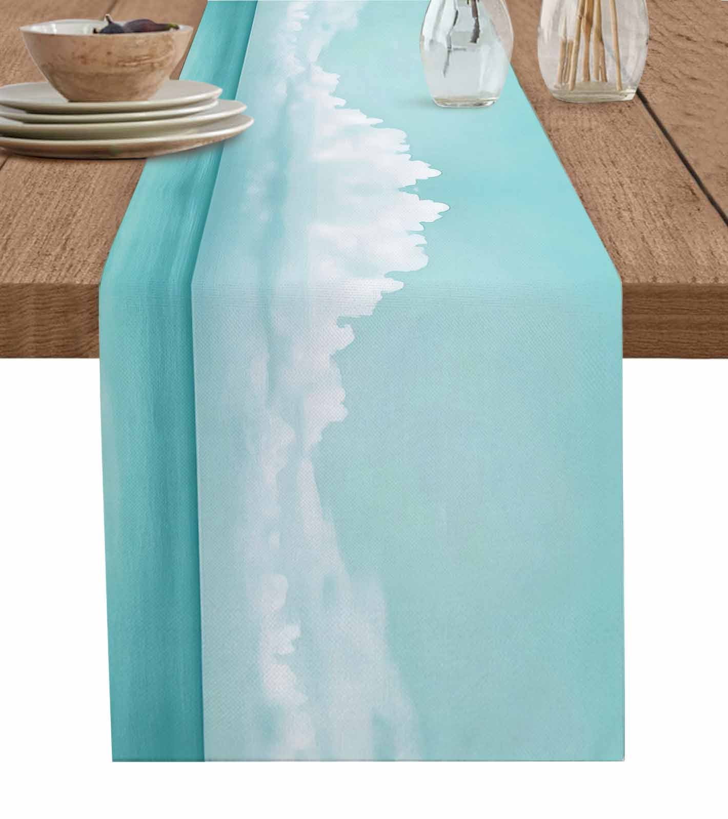 Turquoise Sky Ocean Table Runner 72 Inches, Summer Seaside Landscape ...