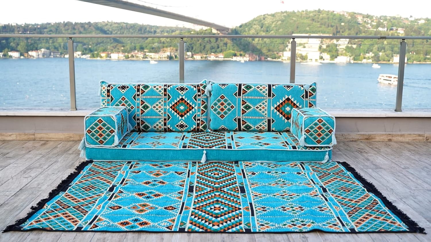 Turquoise Sleeper Couch, Diwan Sofa, Arabic Floor Cushions, Foldable ...