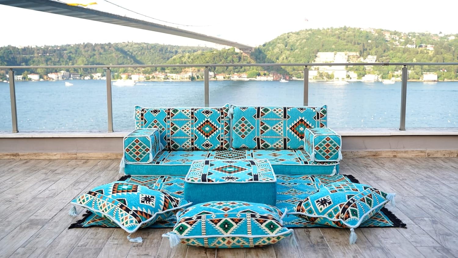 Turquoise Sleeper Couch, Diwan Sofa, Arabic Floor Cushions, Foldable ...