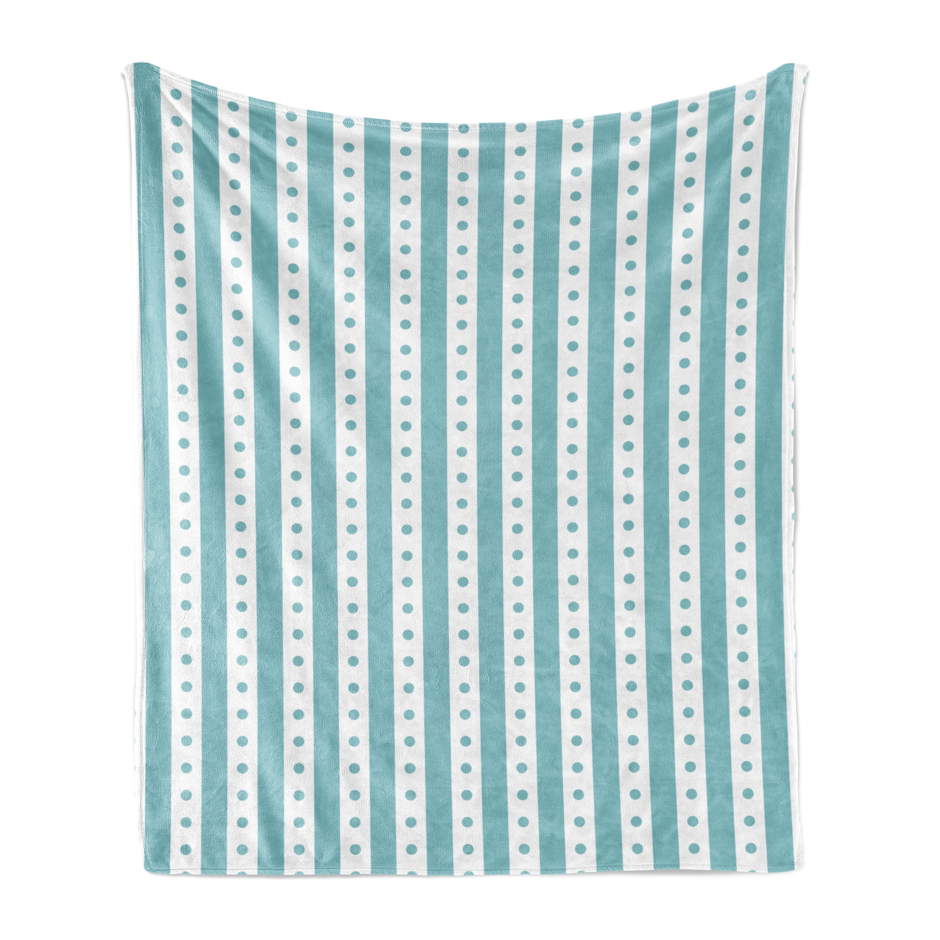 Turquoise Soft Flannel Fleece Blanket, Dots Rounds and Stipes with ...