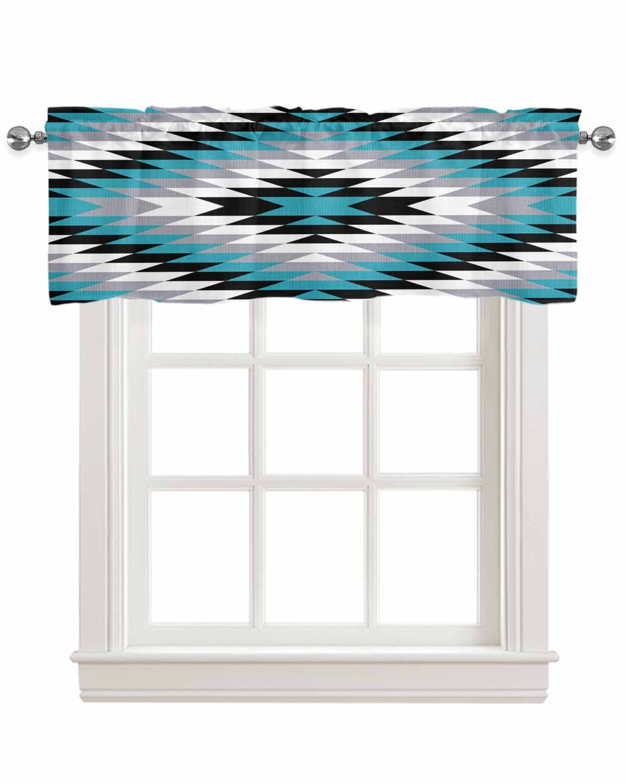 Turquoise Southwest Linen Curtain Valance for Bedroom/Bathroom/Kitchen ...