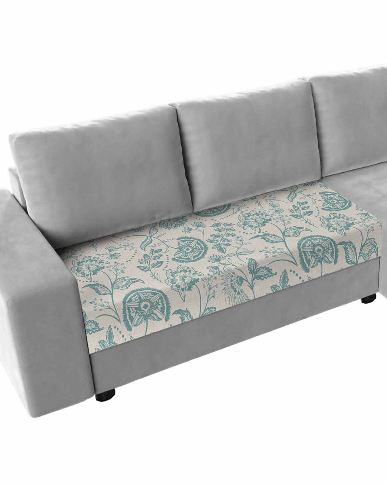 Turquoise Spring Floral Sofa Couch Cushion Covers Washable, Removable ...