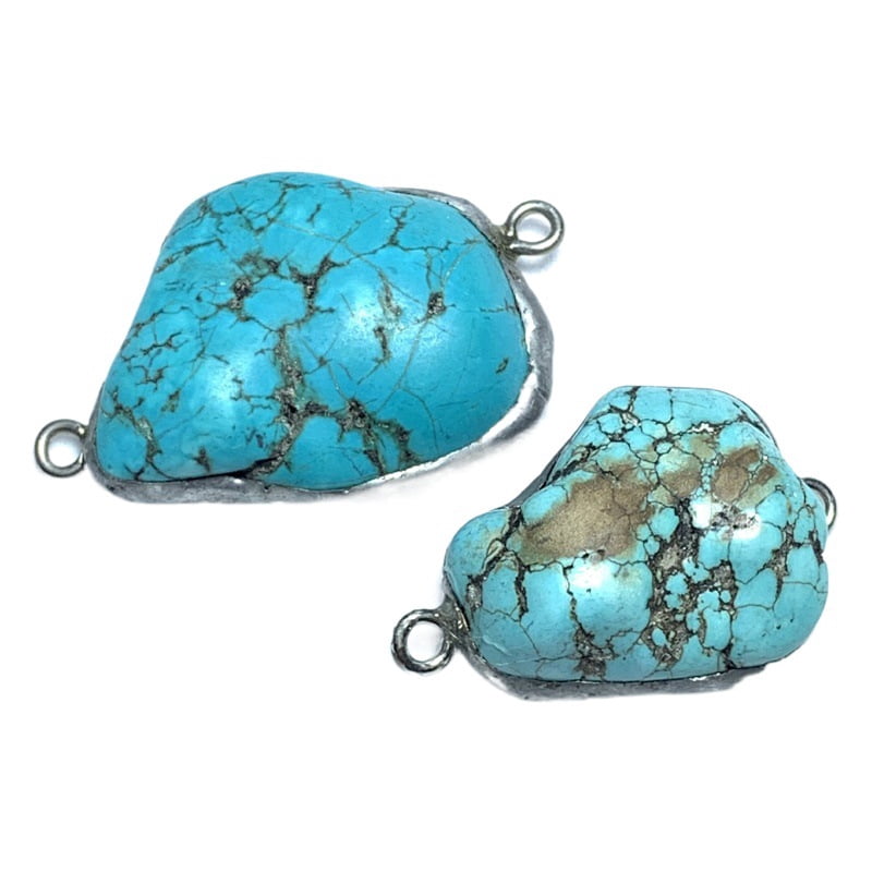 Turquoise Stone Pendant Set Natural Chunk Nugget Double Connector ...
