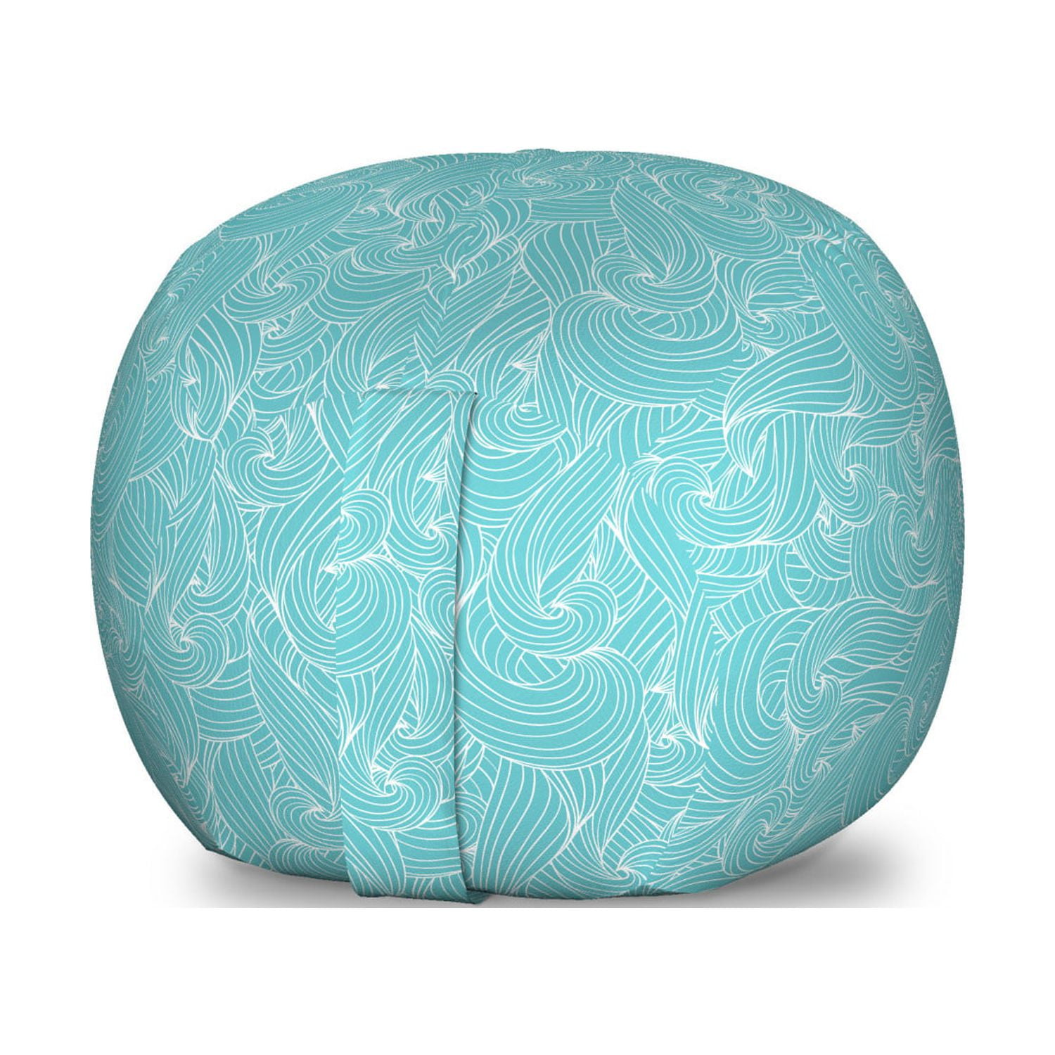 Turquoise Storage Toy Bag Chair, Abstract Ocean Waves Pattern Summer ...