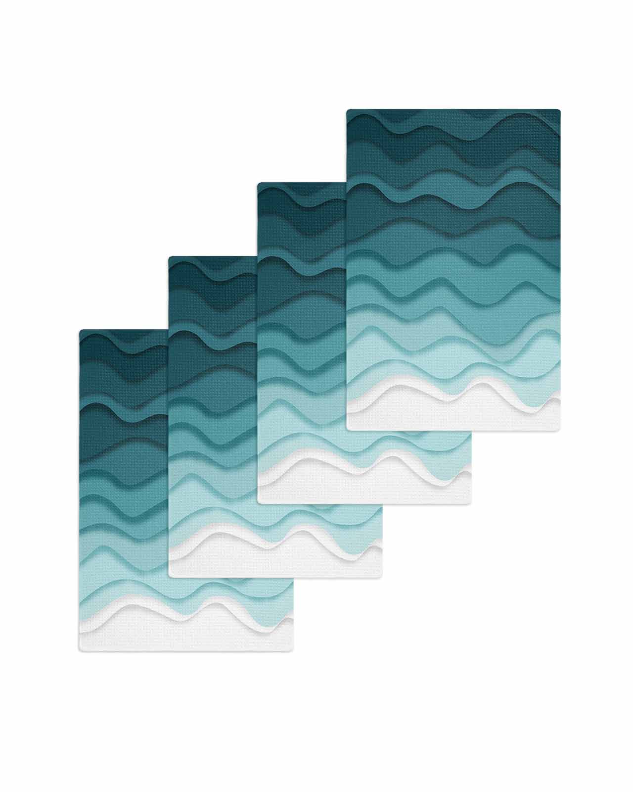 Turquoise Stripes Kitchen Dish Towels for Drying Dishes Set of 4 ...