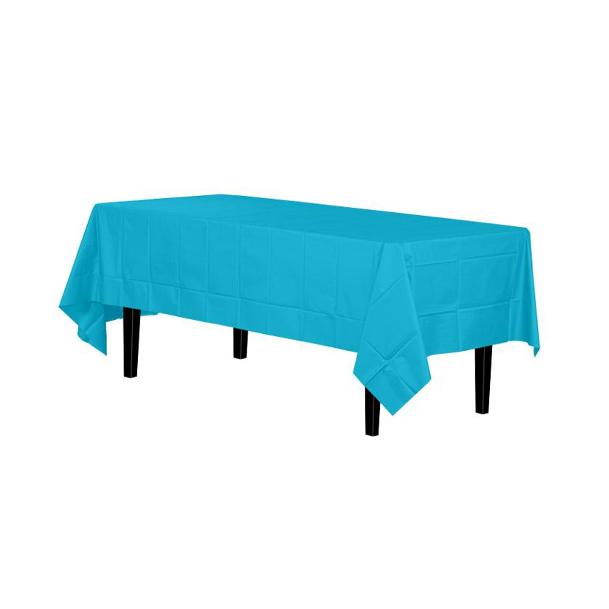 Turquoise Table Cover - Disposable Plastic - 54in. x 108in. Rectangle ...