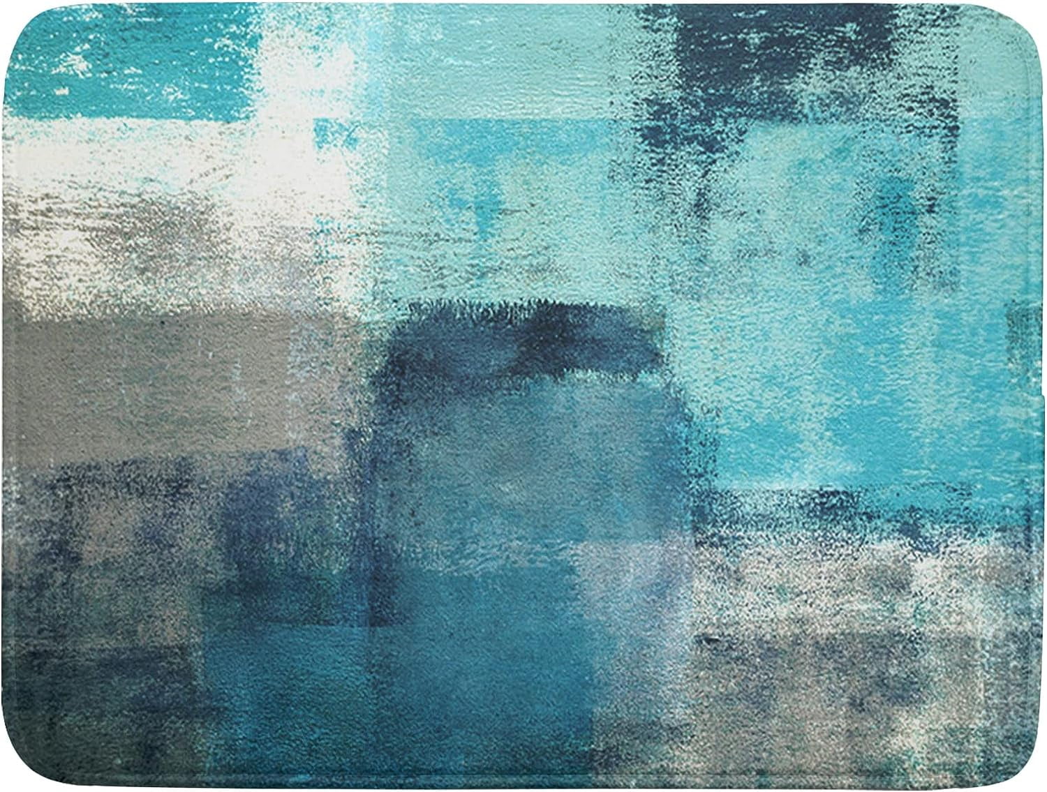 Turquoise Teal Grey Dish Drying Mat for Kitchen Counter Modern Abstract ...