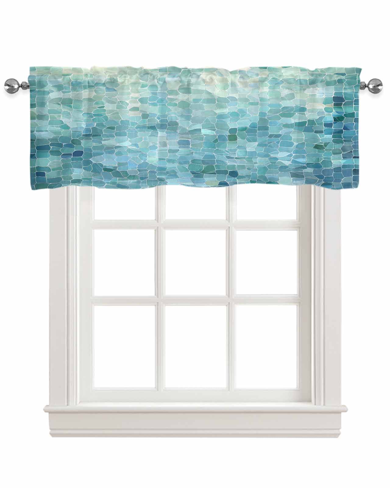 Turquoise Teal Kitchen Valances for Windows Farmhouse Linen Window ...
