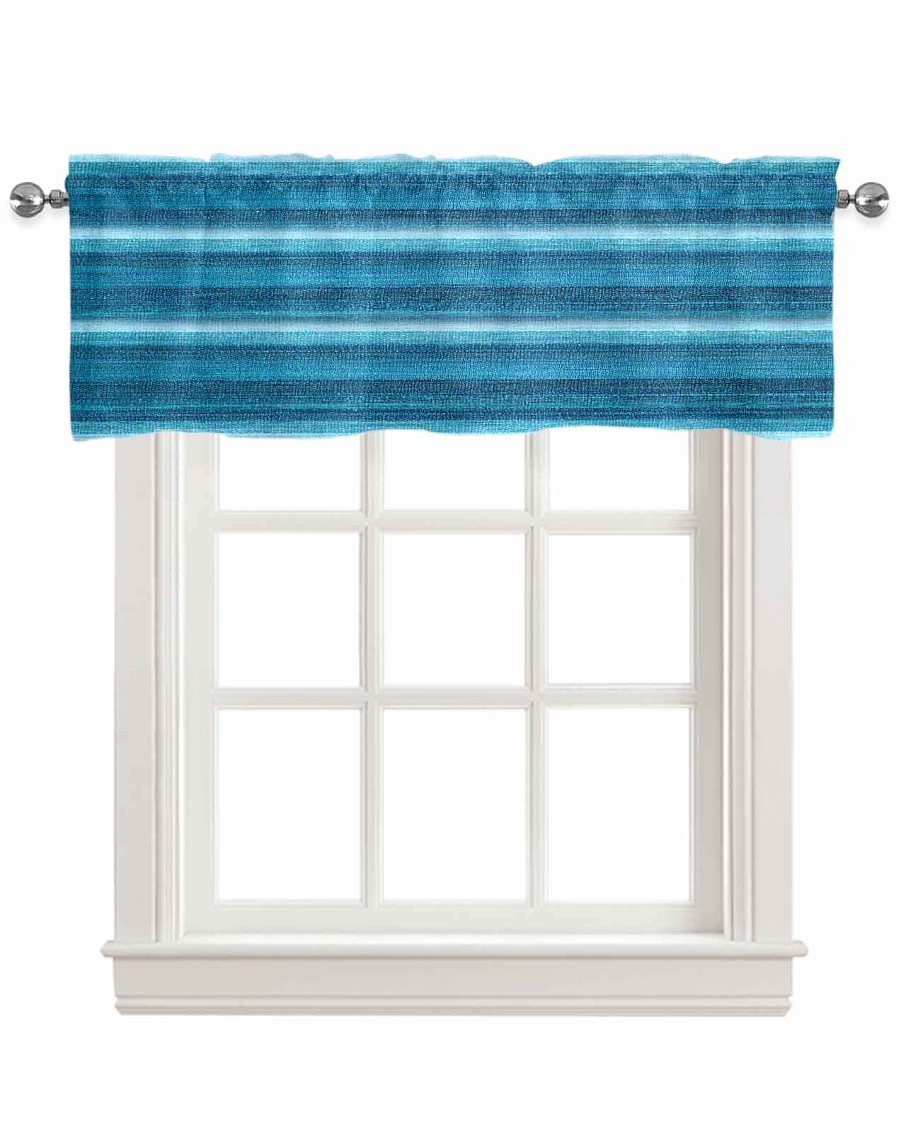 Turquoise Teal Ombre Kitchen Valances for Windows Farmhouse Linen ...