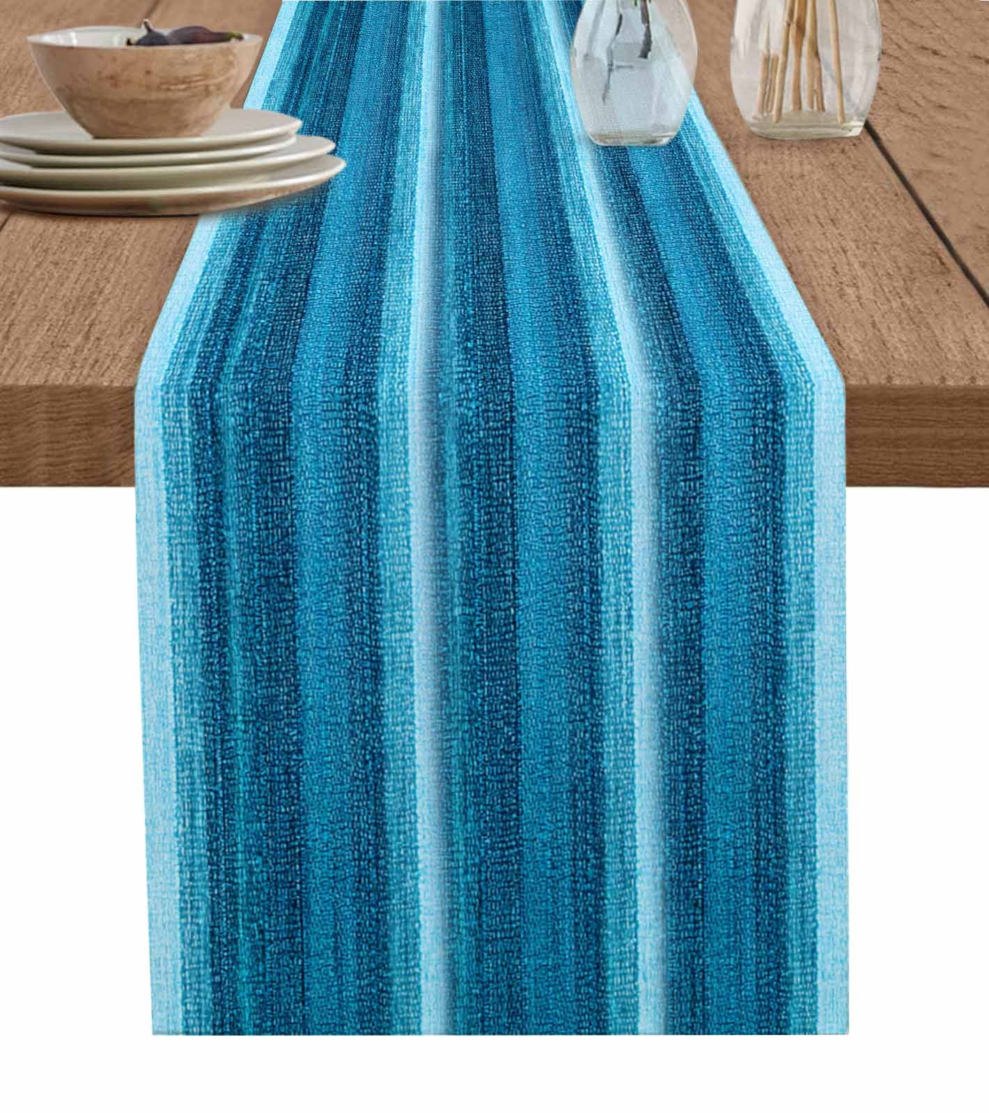 Turquoise Teal Ombre Table Runner 60 Inches, Farmhouse Modern Abstract ...