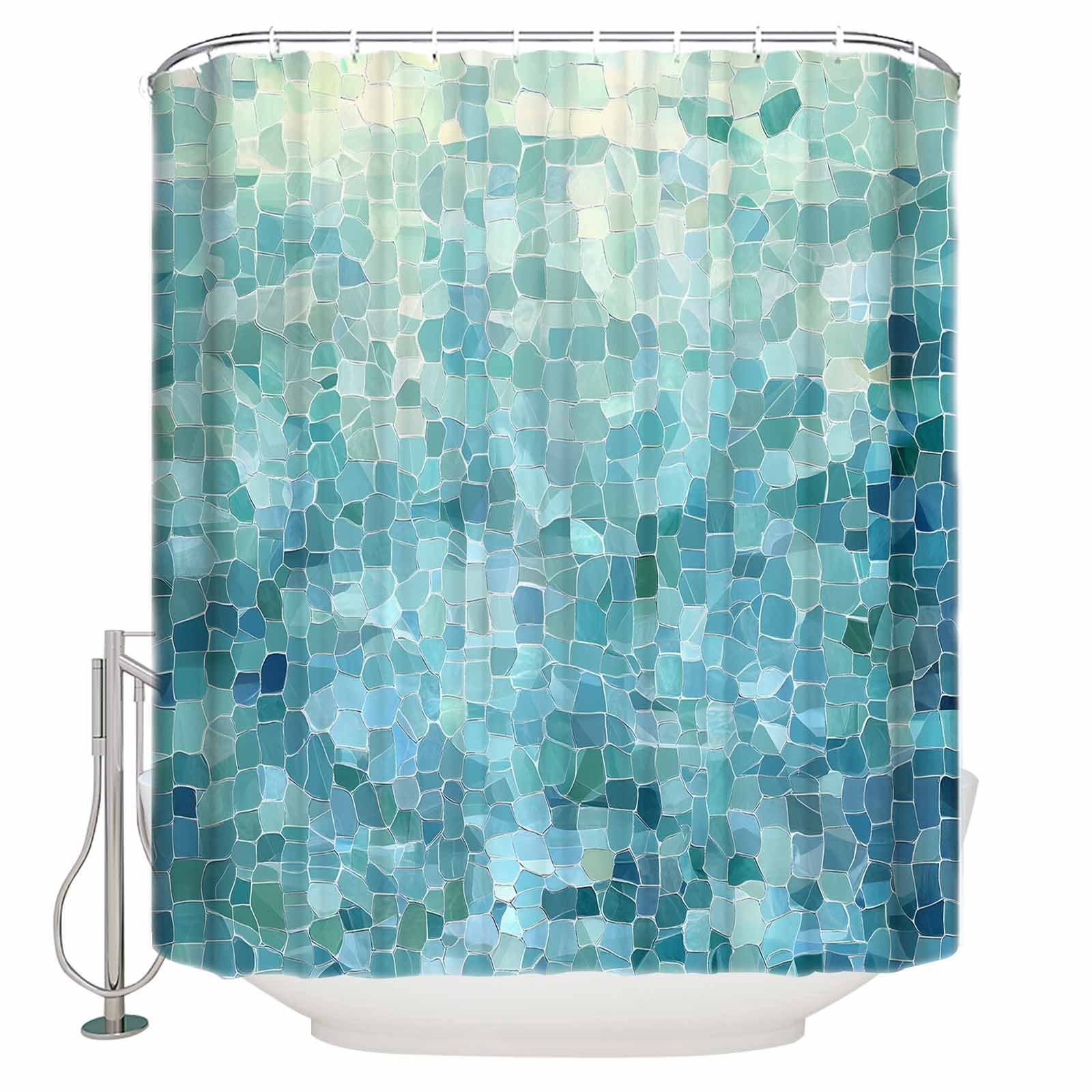 Turquoise Teal Shower Curtains for Bathroom Waterproof Fabric Bath ...