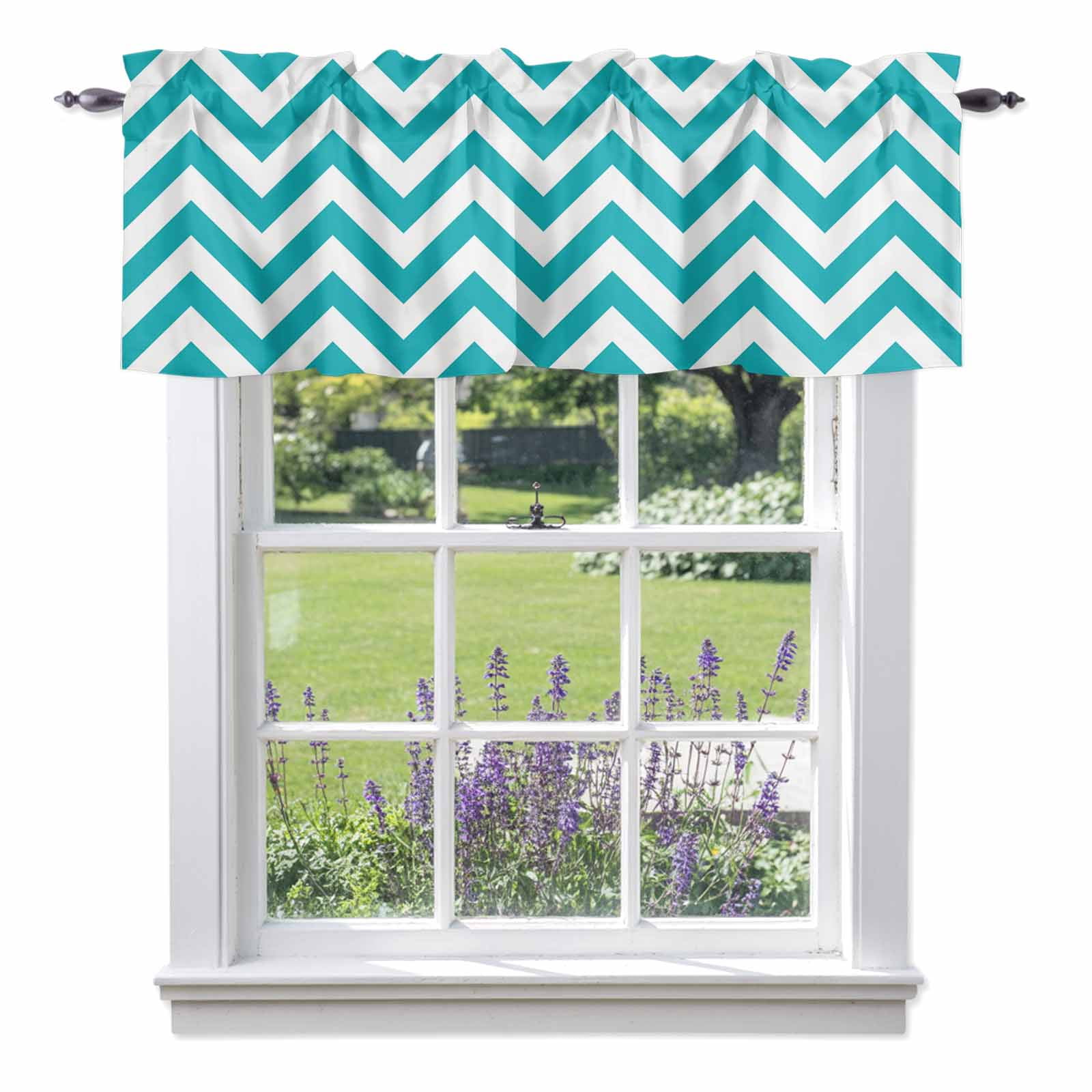 Turquoise Teal Valances for Windows, Chevron Zig Zag Ripple Valance ...