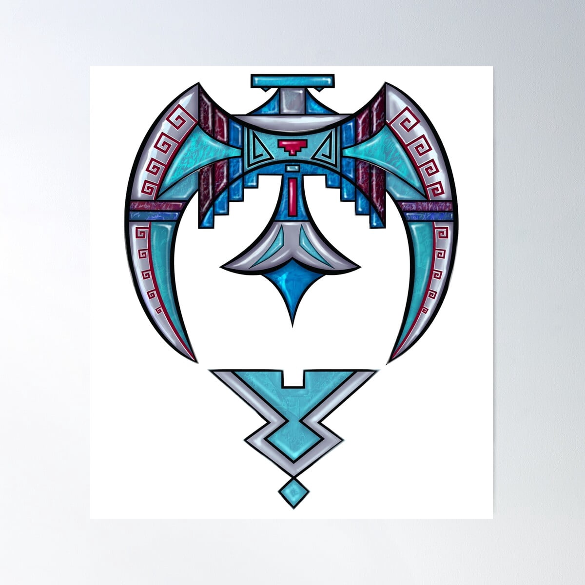 Turquoise Thunderbird Design By Kasey Dutton Poster Wall Art, Modern ...