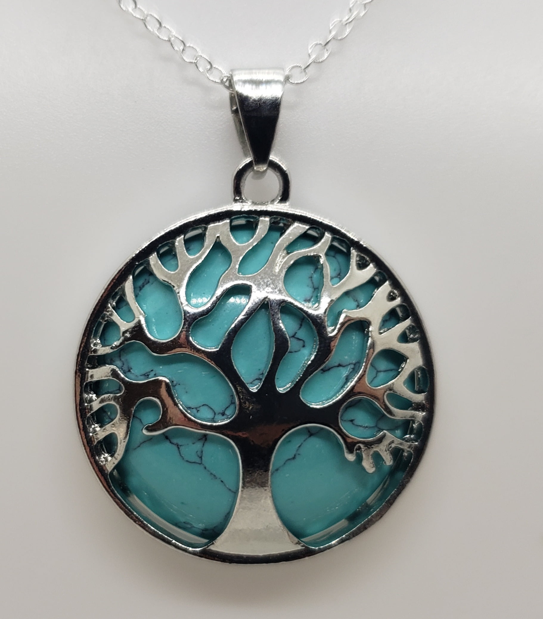 Turquoise Tree of Life Silver Necklace - Walmart.com