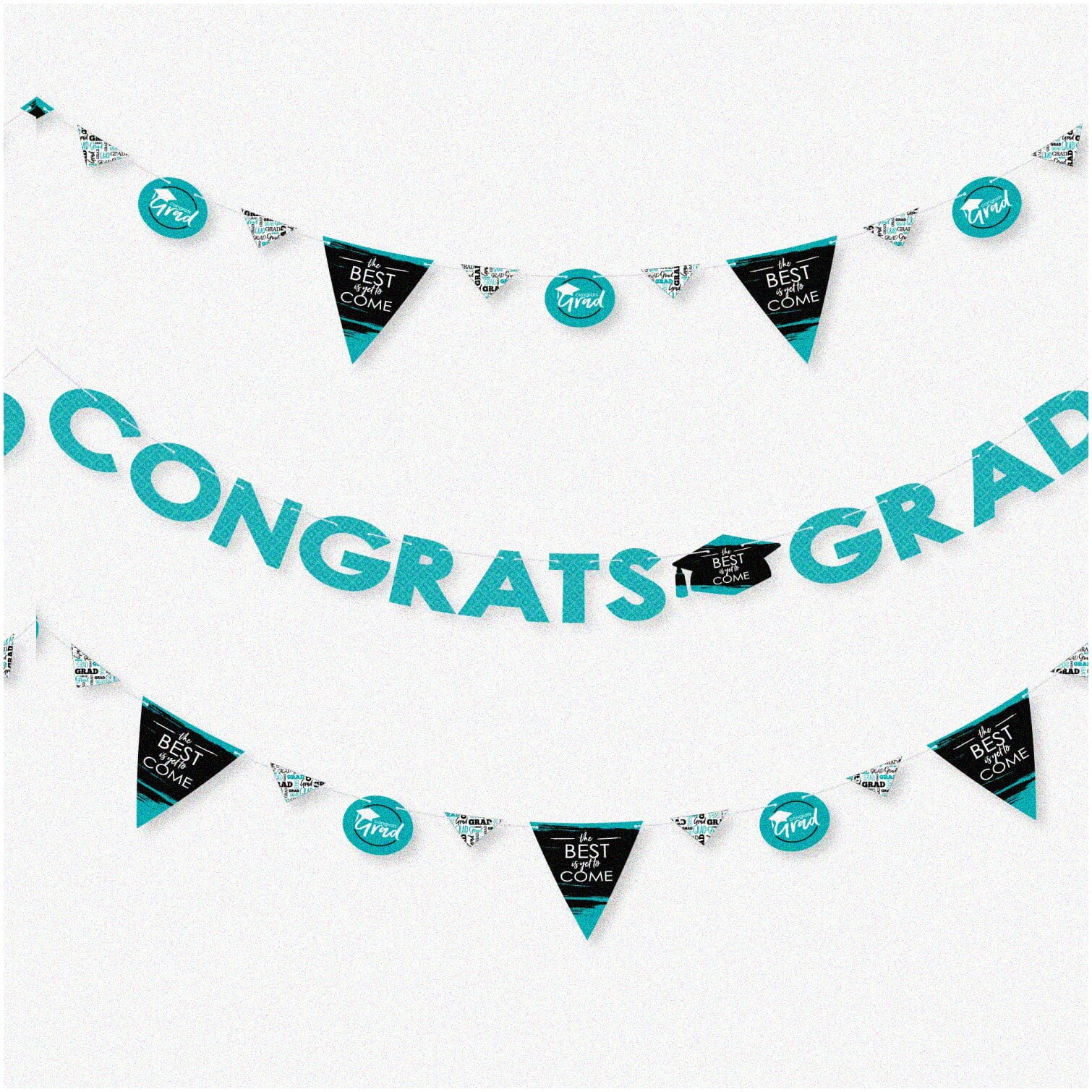 Turquoise Triumph Graduation Party Banner - 36 Cutouts & Congrats Grad ...